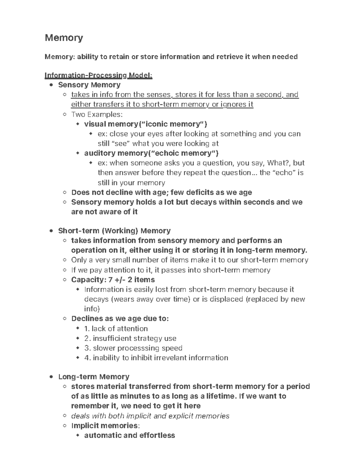 Memory - Class sections 50 and 51 Summer 2022 ONLINE - ï ï ï ç ç ç ç ï ...