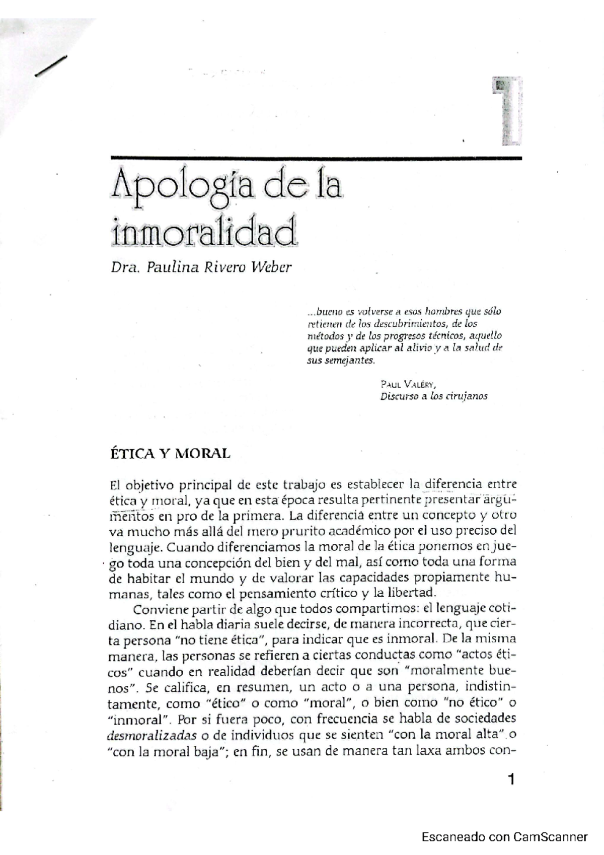 Apología de la inmoralidad - Apologia de la inmoralidad Dra. Paulina ...