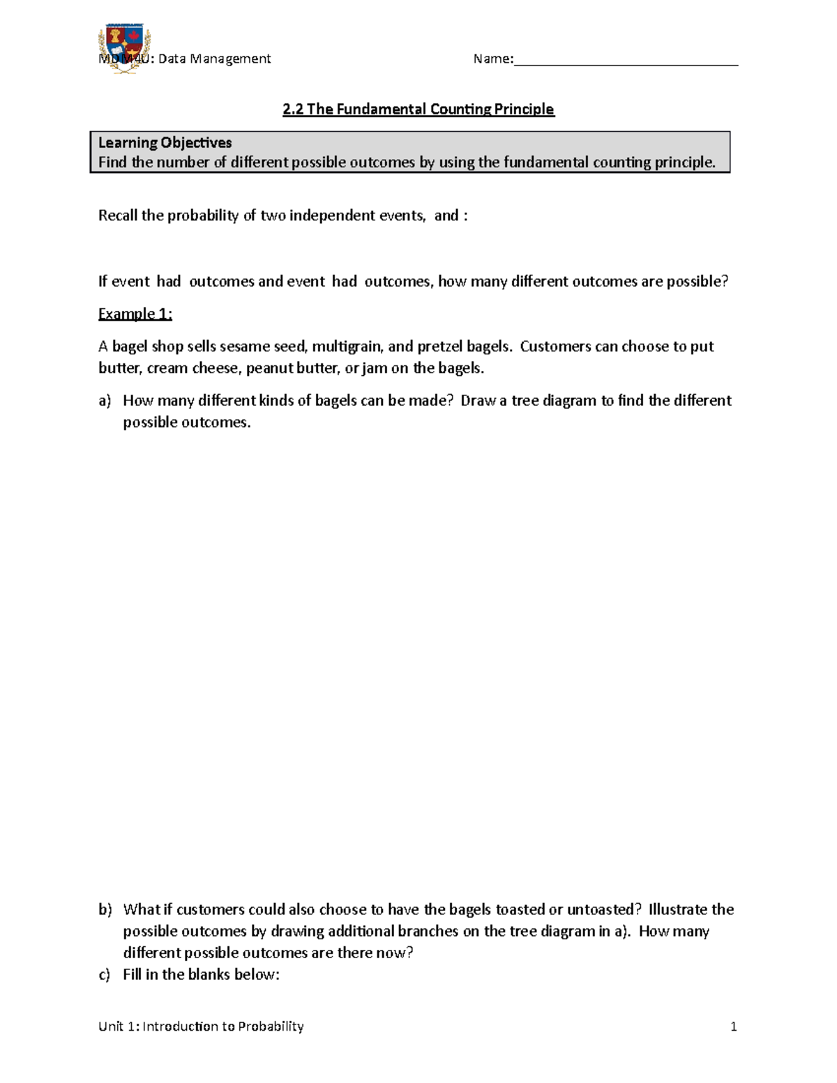2.2 - The Fundamental Counting Principle - MDM4U: Data Management - Studocu