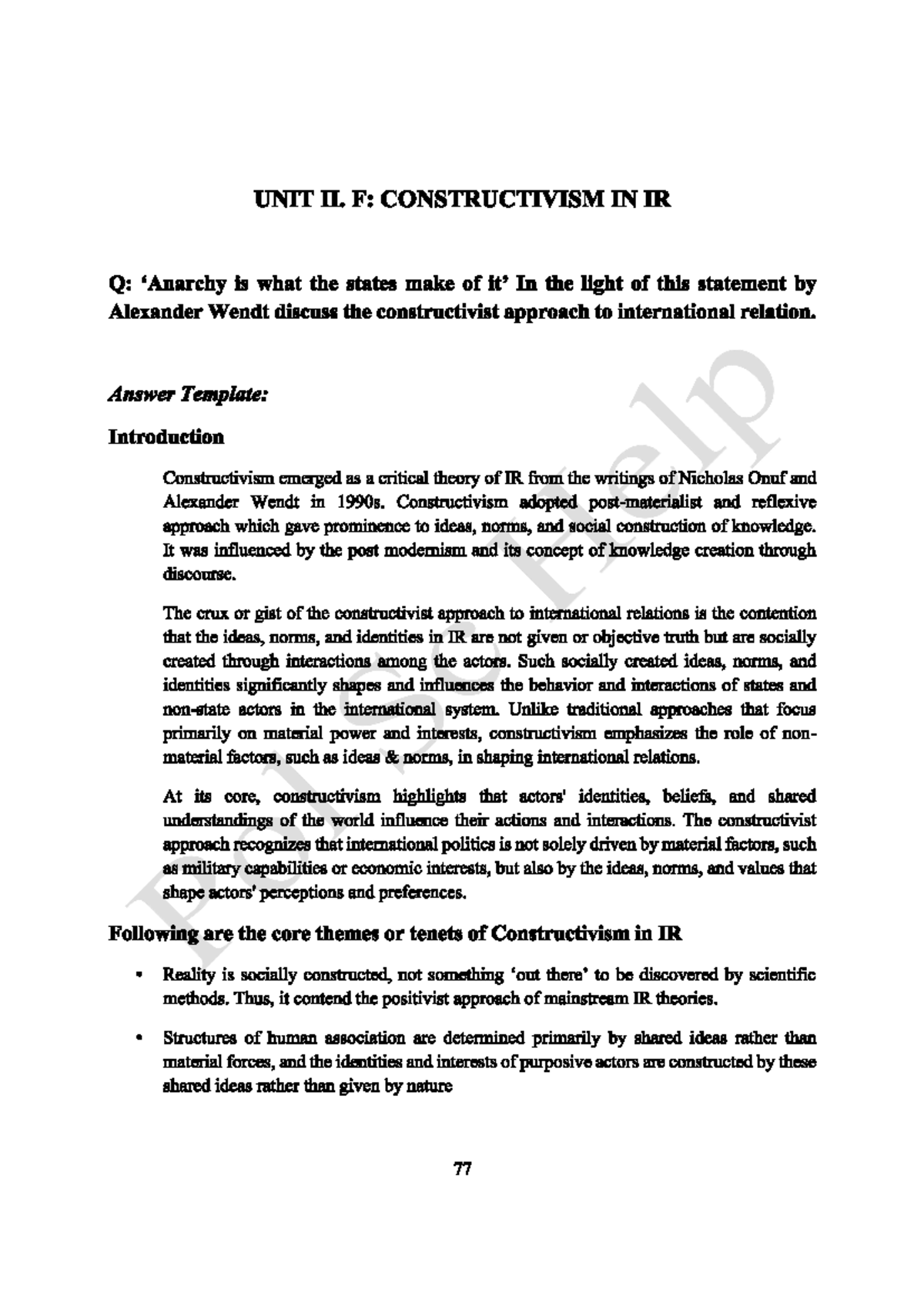 Exam guide for constructivism - Political science - Studocu