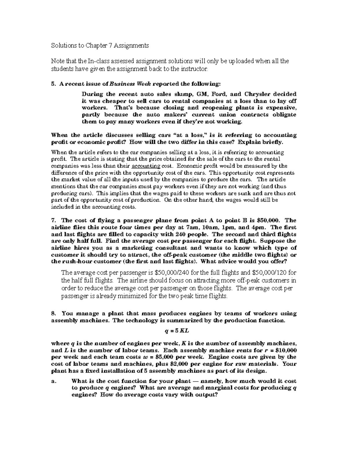 Solutions to Chapter 7 Assignments - Solutions to Chapter 7 Assignments ...