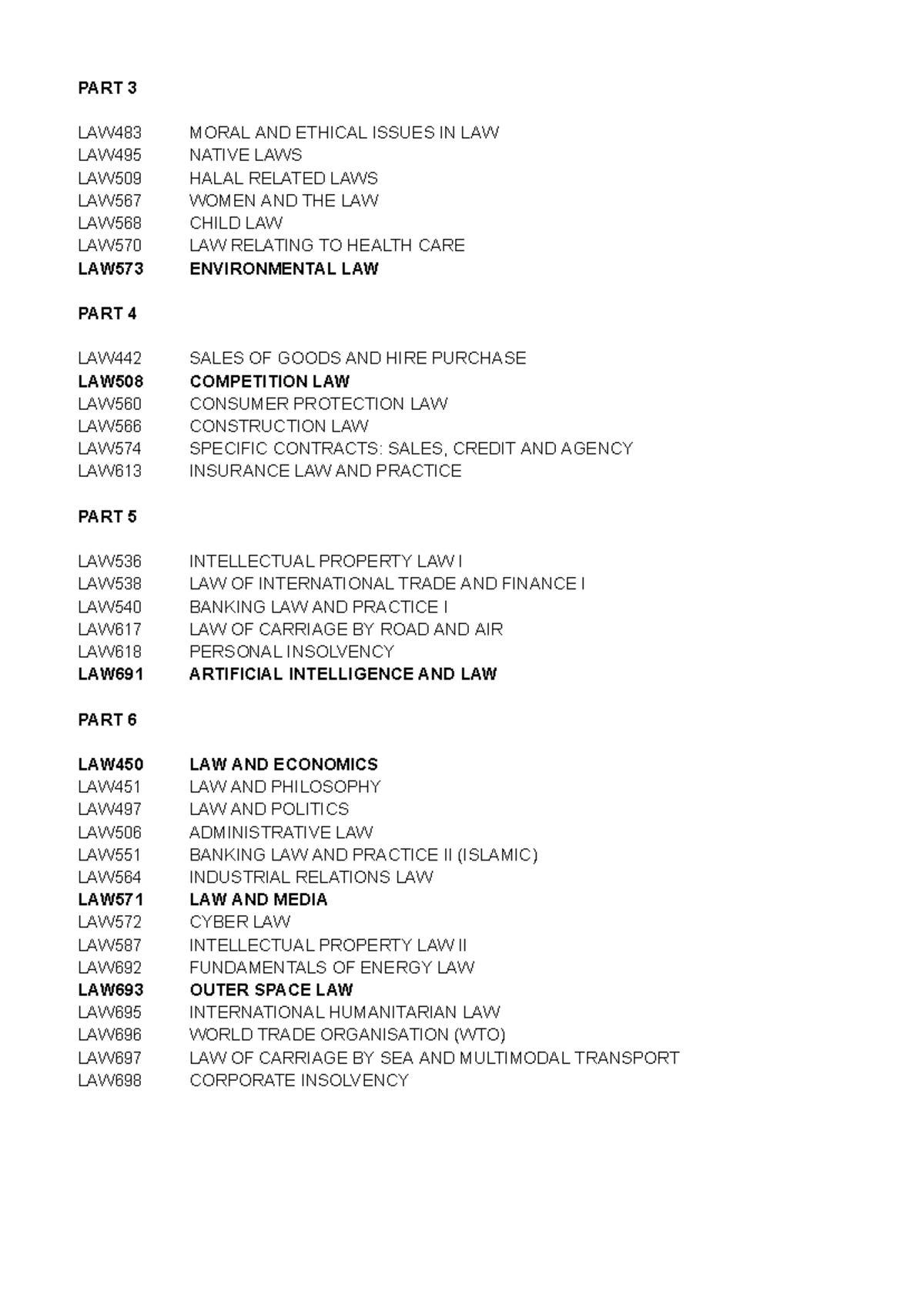Elective LAW Subjects - PART 3 LAW483 MORAL AND ETHICAL ISSUES IN LAW ...
