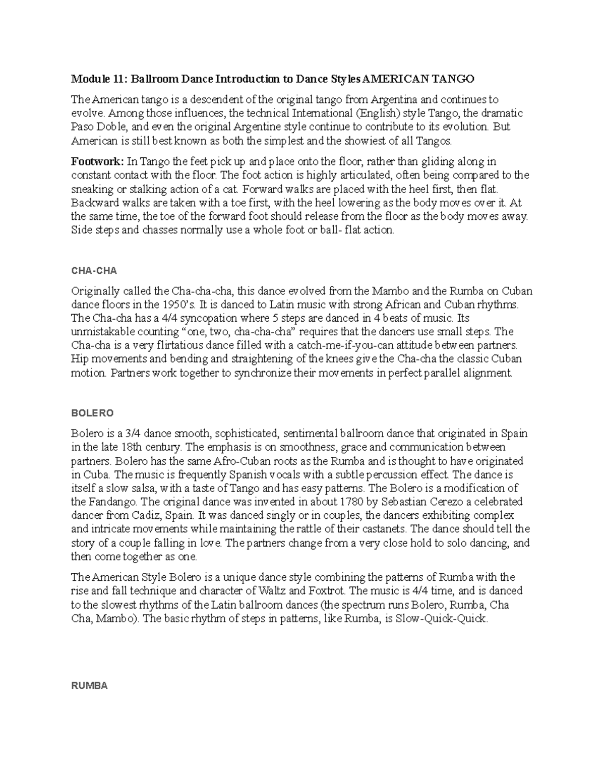 11 - 1st year college - Module 11: Ballroom Dance Introduction to Dance ...