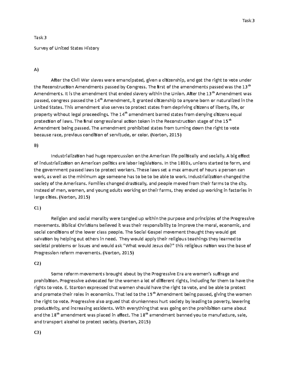 Survey of US History Task 3 - C121 - WGU - Studocu