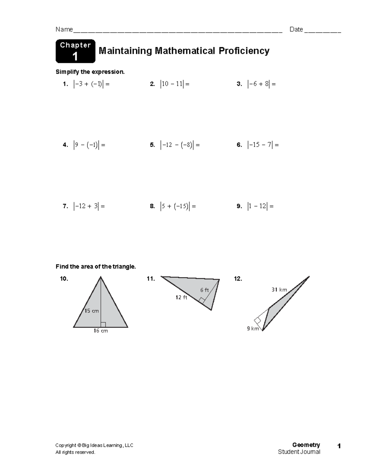 Cc19 geometry sj 01 - Answers - Copyright © Big Ideas Learning, LLC ...