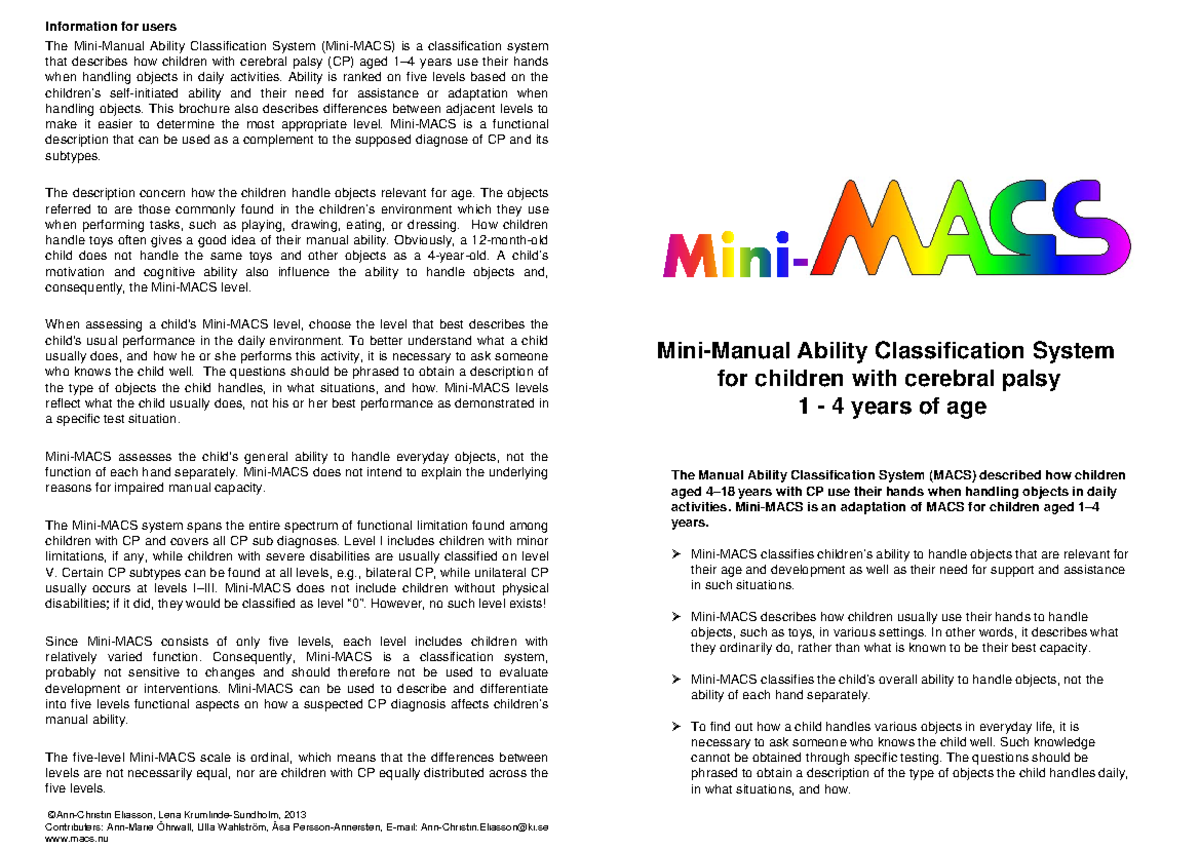 Mini-MACS English 2016 - Information for users The Mini-Manual Ability ...