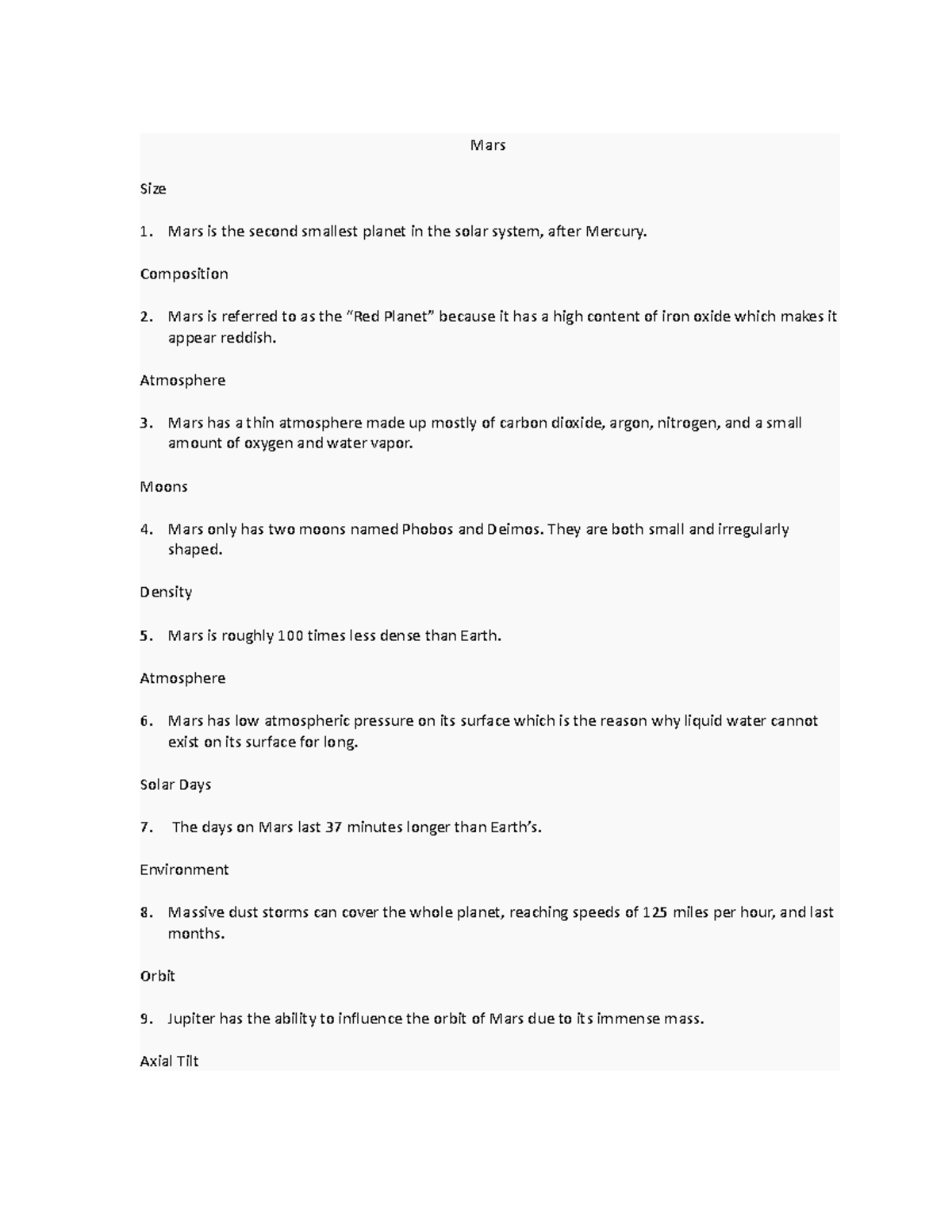 Mars Research - Mars Size Mars is the second smallest planet in the ...