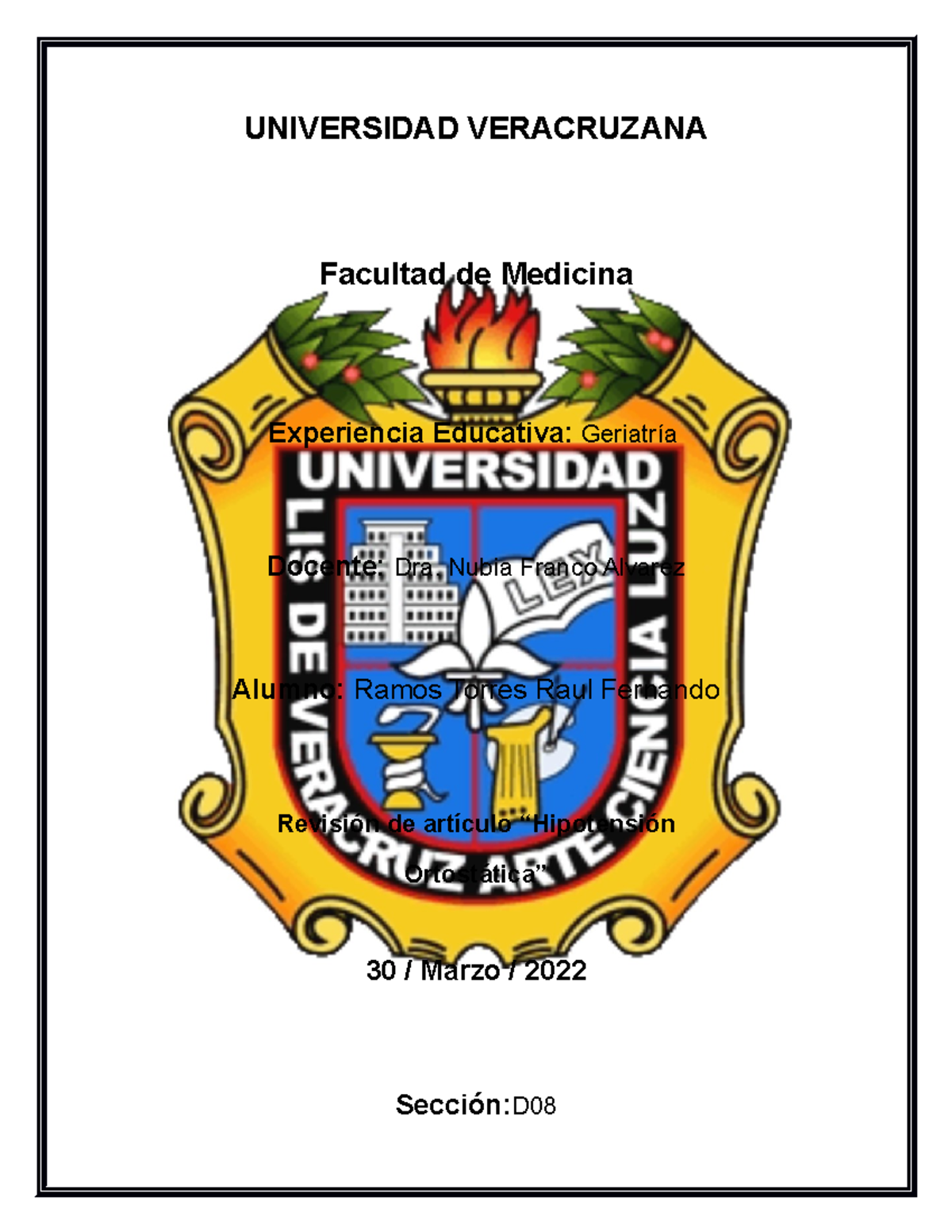 Resumen Hipotencion Geriatria Fundamental Universidad Veracruzana