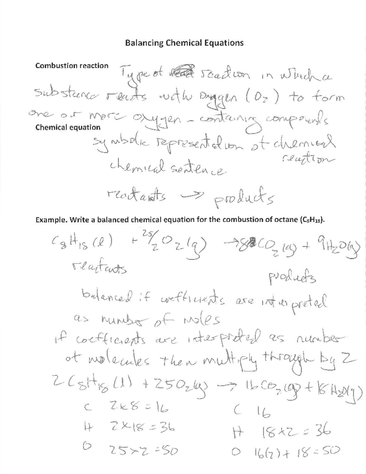 Balancing Equation Notes - CHE 111 - Studocu