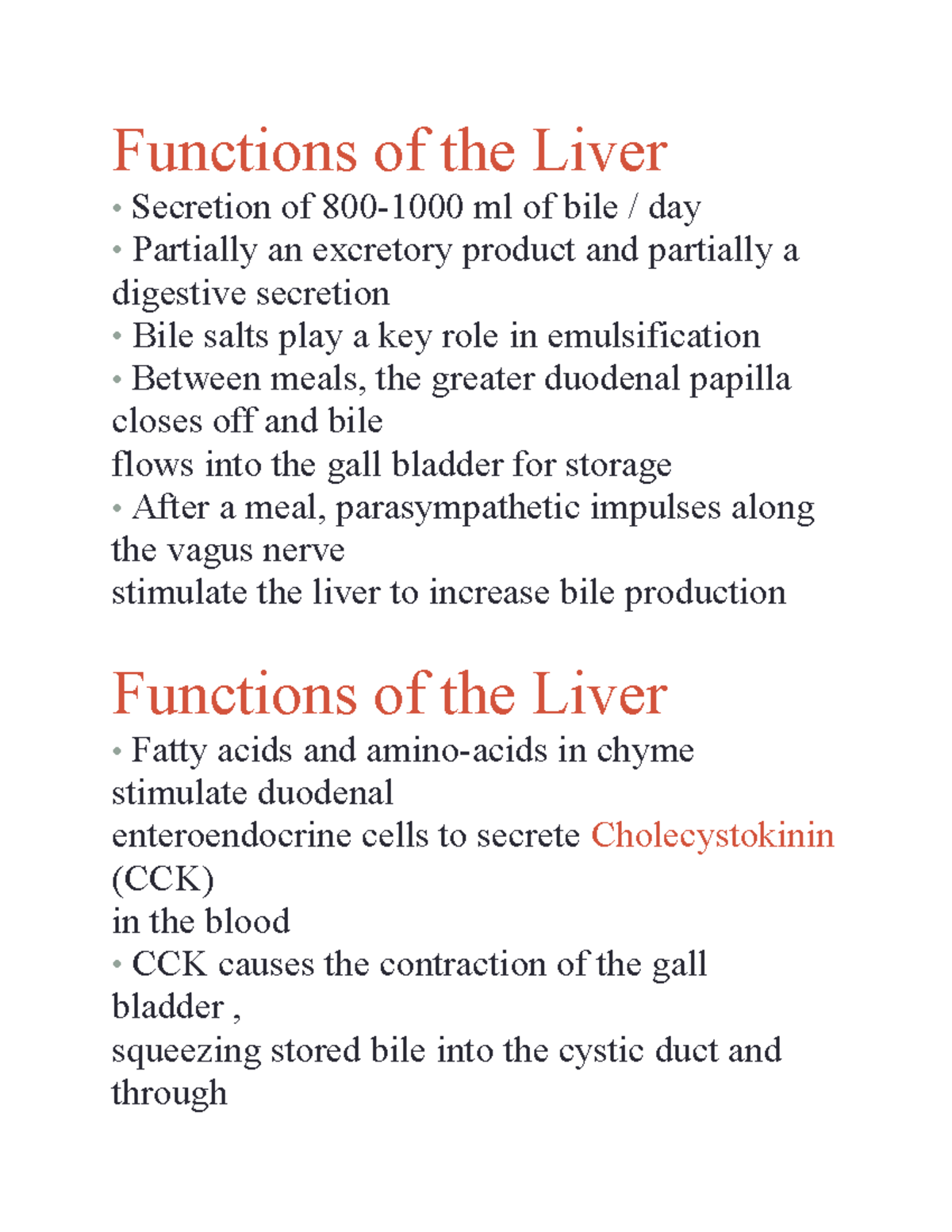 Functions of the Liver - Studocu