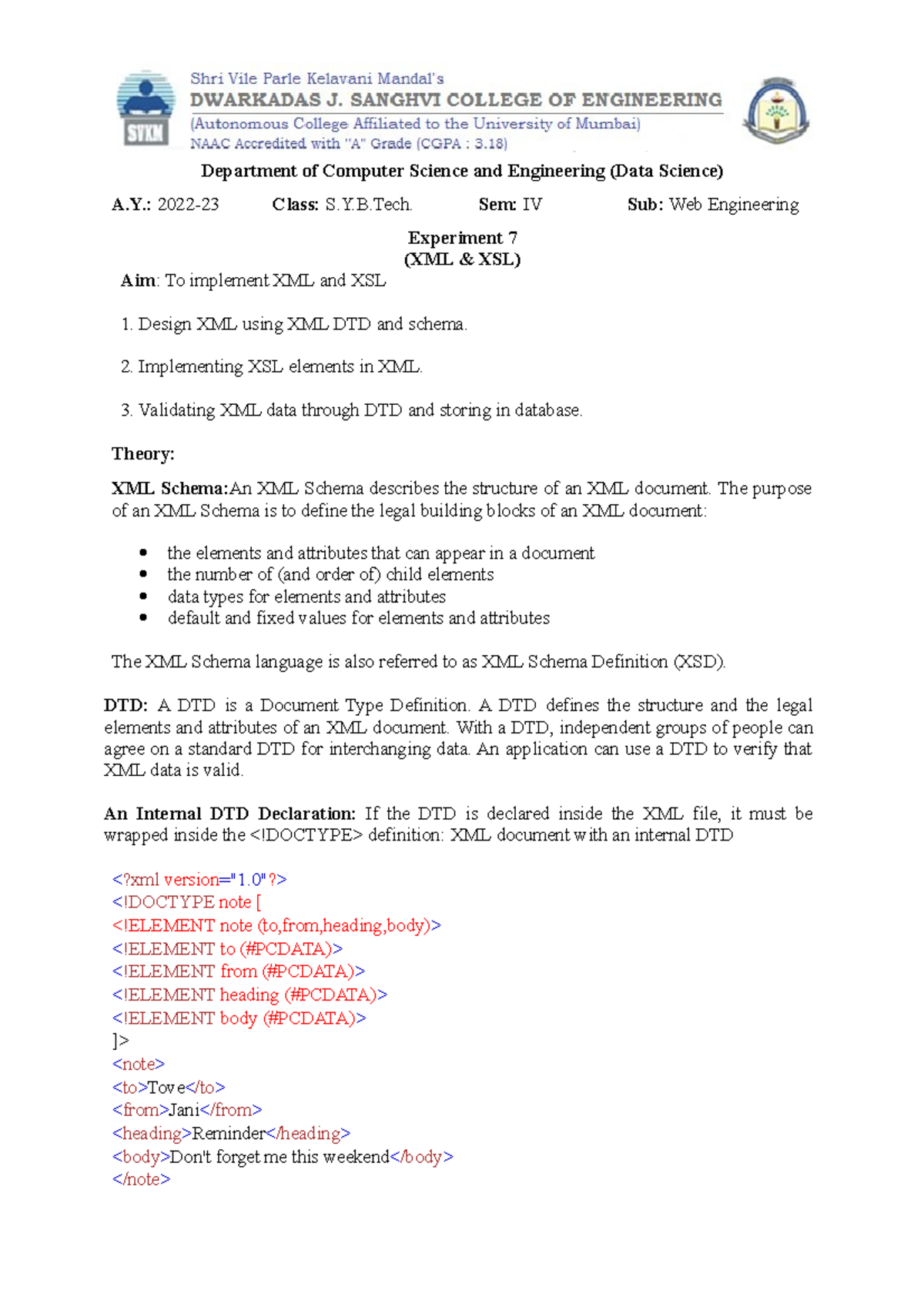 7 XML1 - xml - Department of Computer Science and Engineering (Data ...