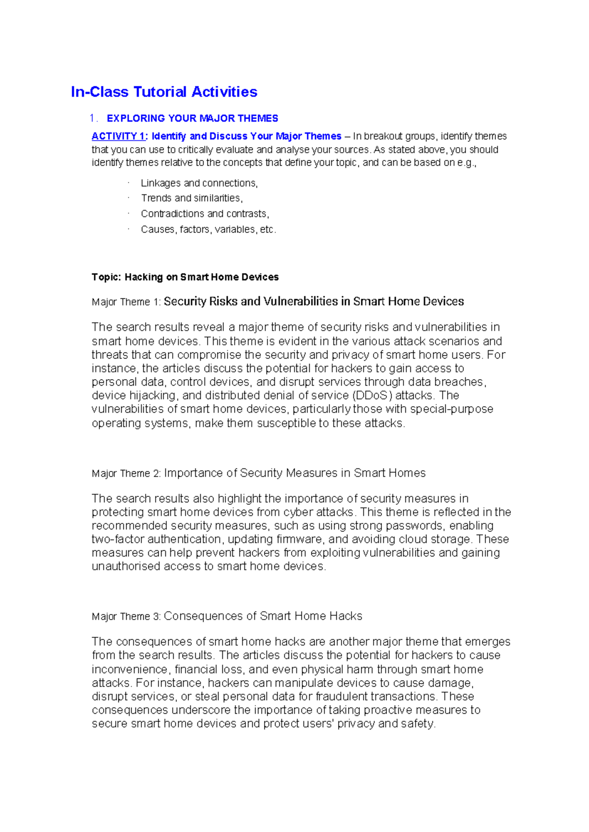 TRP Week 5 - In-Class Tutorial Activities 1. EXPLORING YOUR MAJOR ...