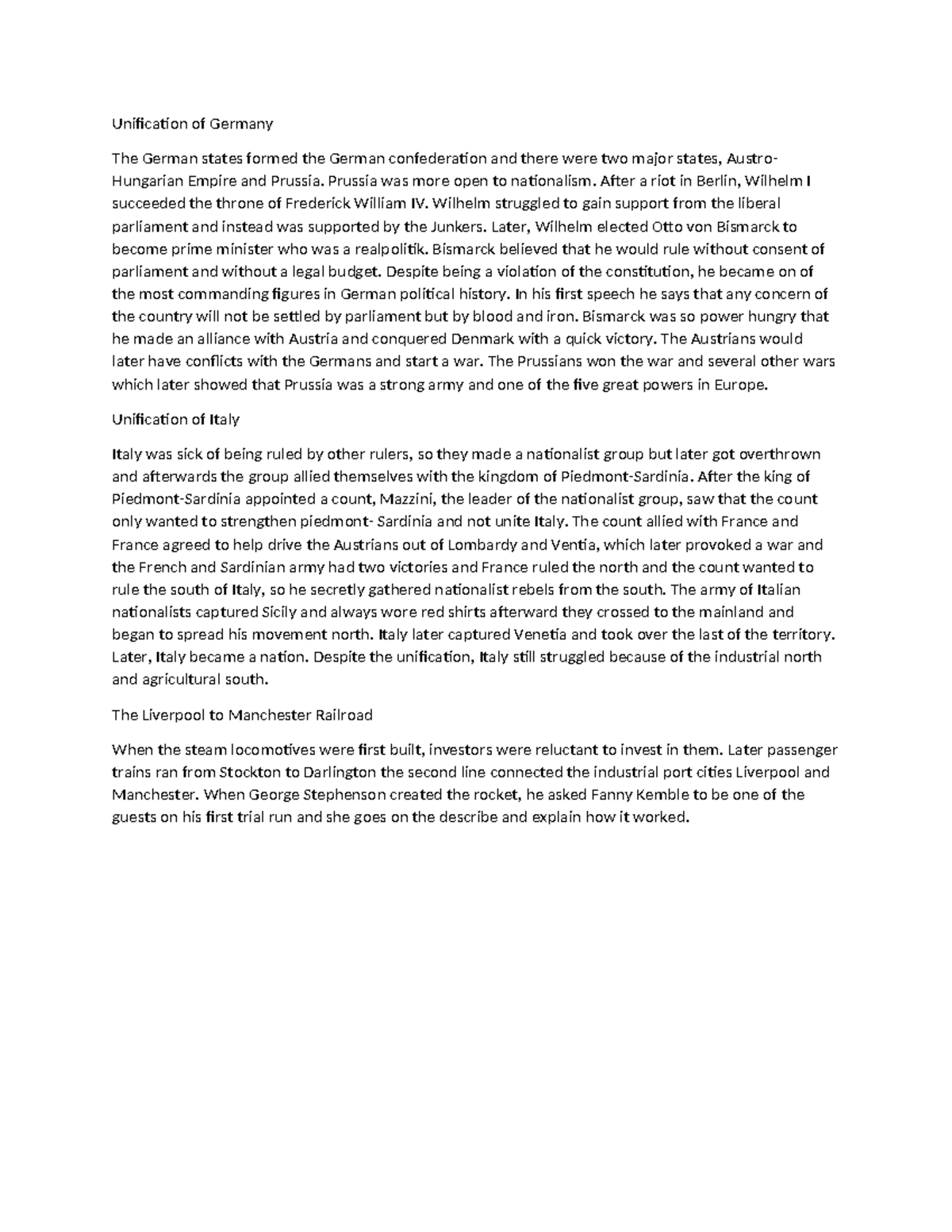 Unification copy - La tarea - Unification of Germany The German states ...