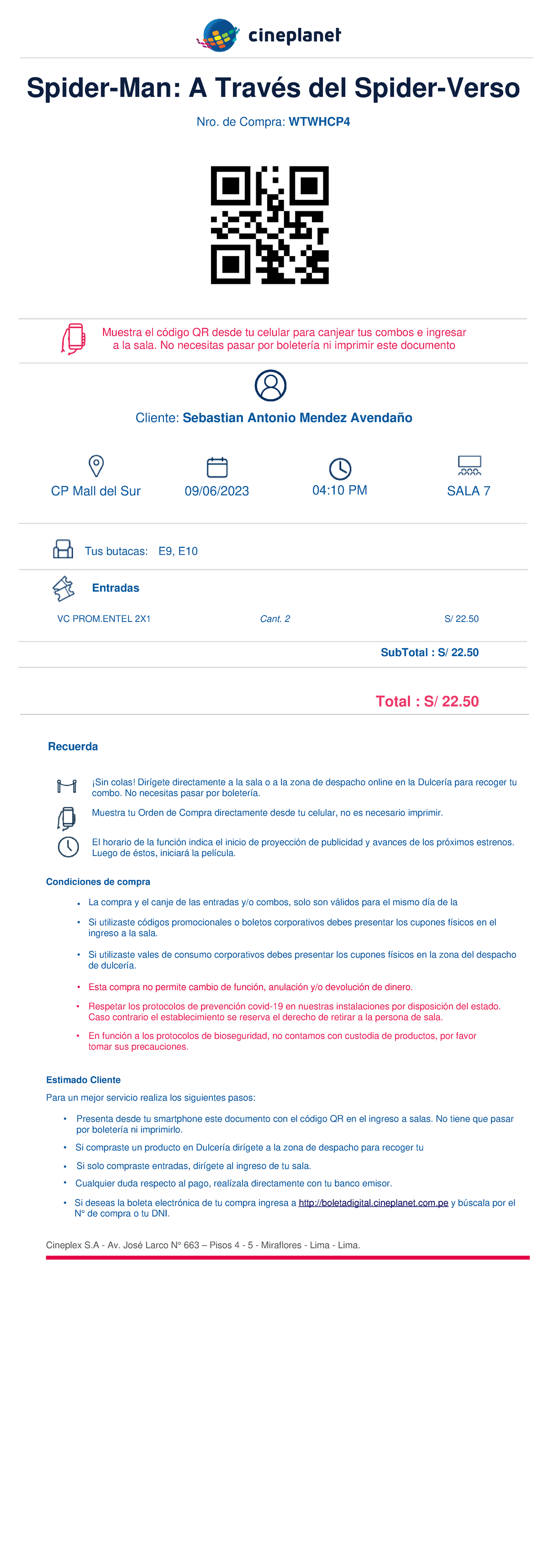 Comprobante - Spider-Man: A Través del Spider-Verso Muestra el código ...