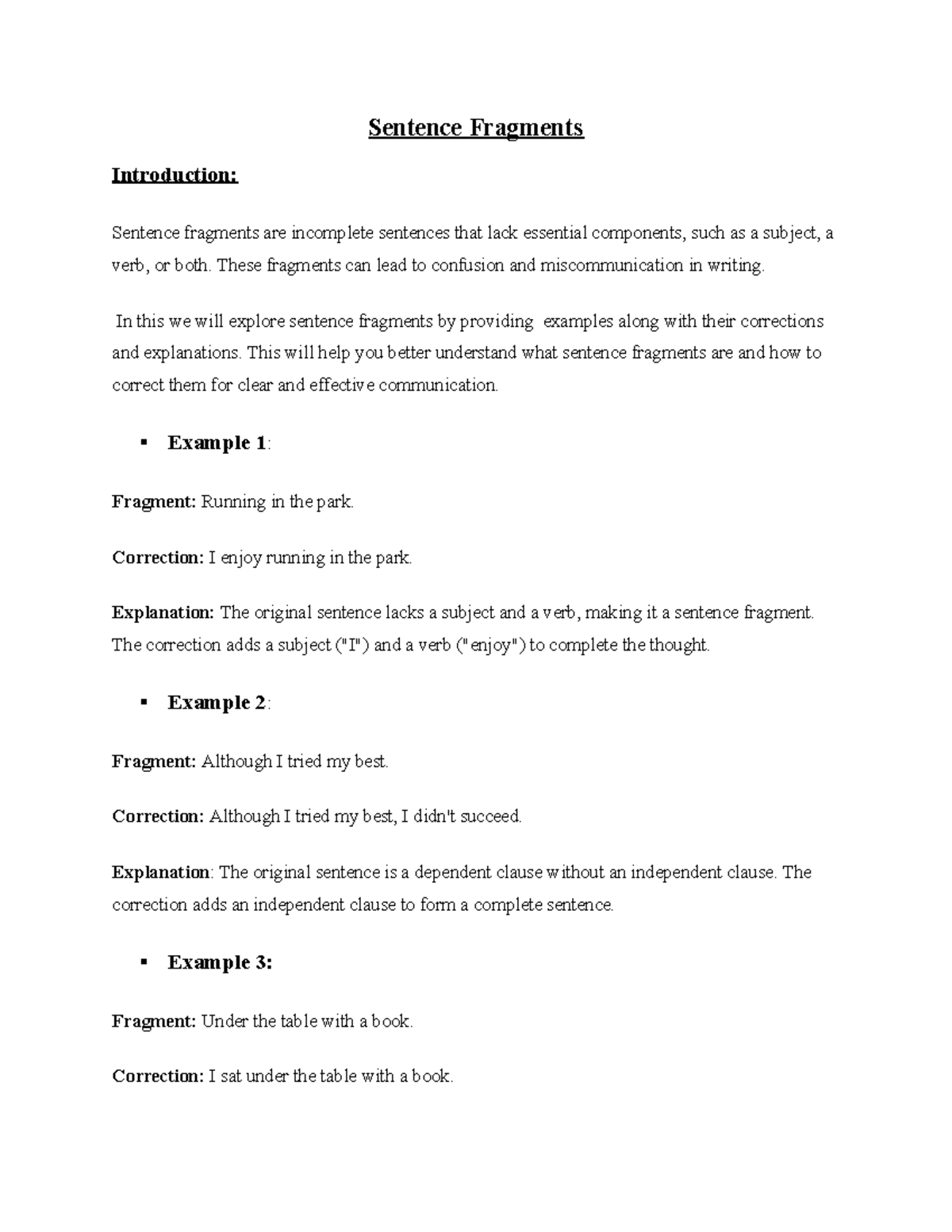 Sentence fragments, Run-on sentences, Misplaced modifiers - Sentence ...