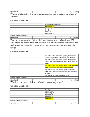 Chem 133 Lesson 6 - Question 1 4 / 4 points We discussed the different ...