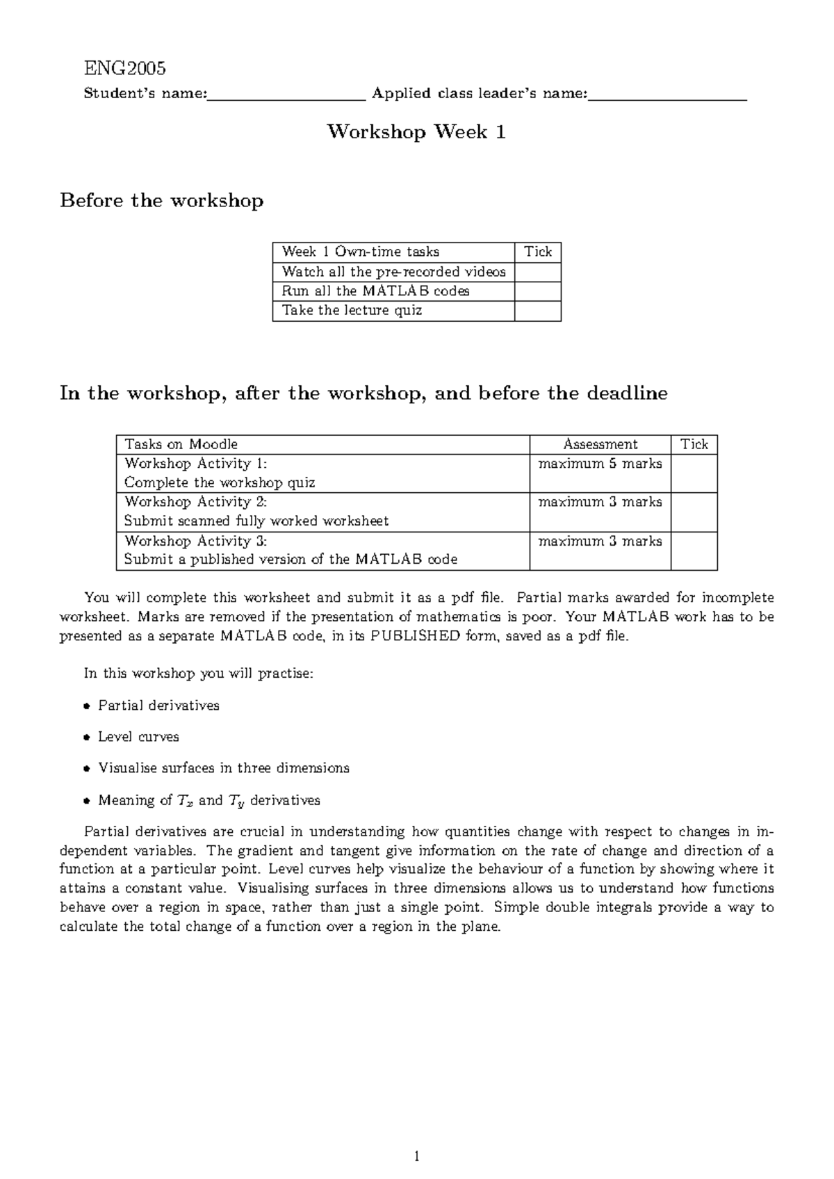 ENG2005 Workshop W1 - ENG Student’s name: Applied class leader’s name ...
