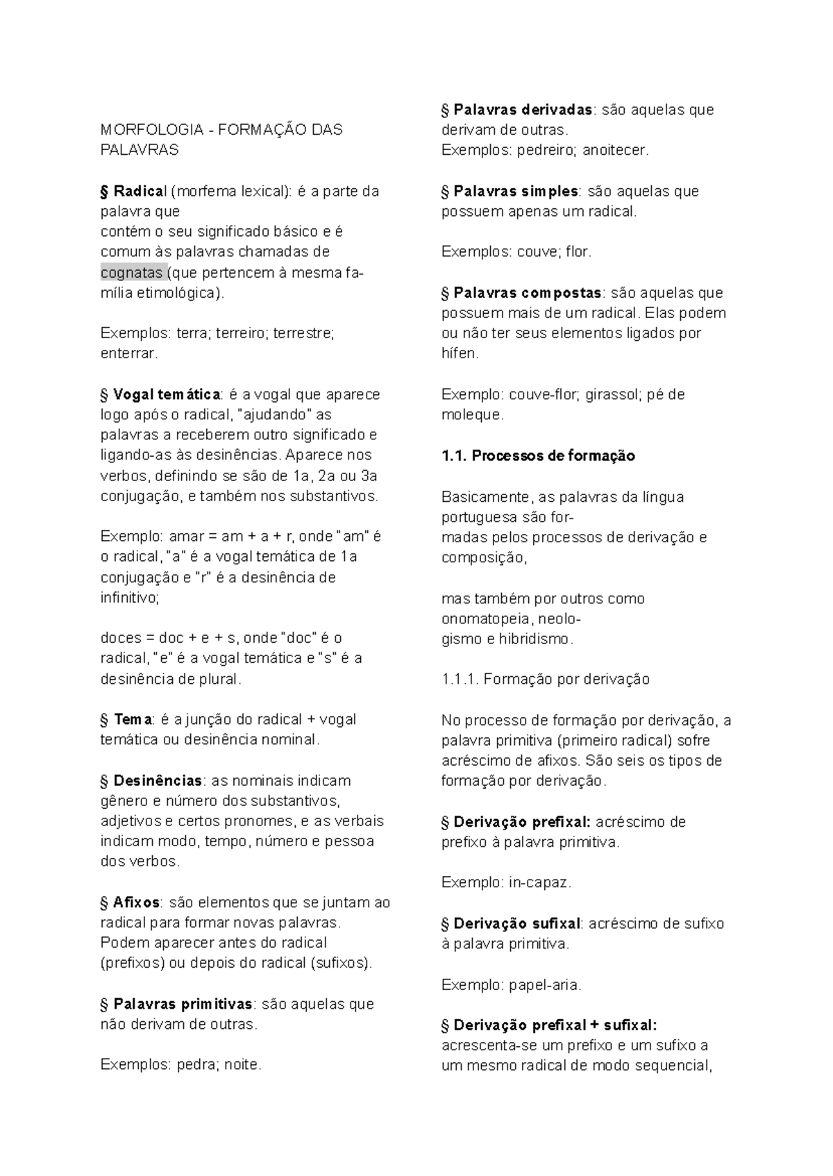 Morfologia - Formação DAS Palavras - MORFOLOGIA - FORMAÇÃO DAS PALAVRAS ...