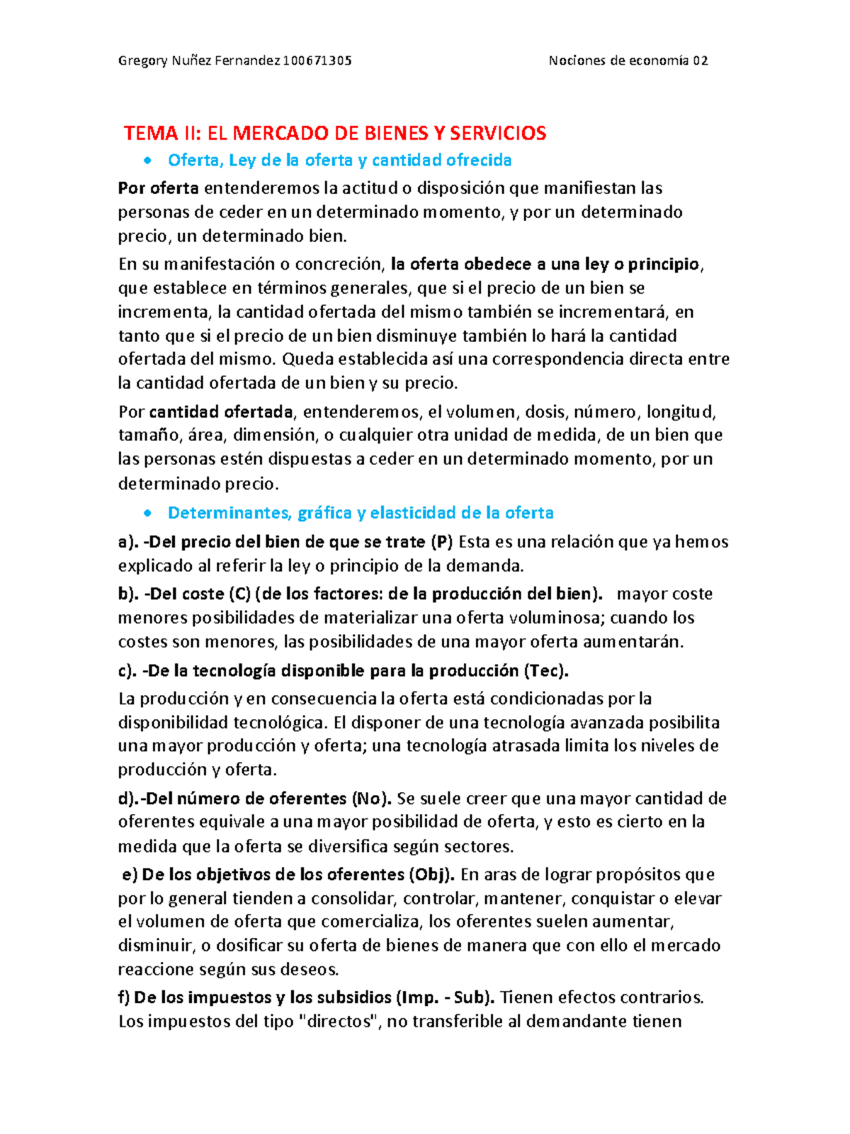 TEMA II El mercado de bienes y servicios - TEMA II: EL MERCADO DE BIENES Y SERVICIOS Oferta, Ley ...