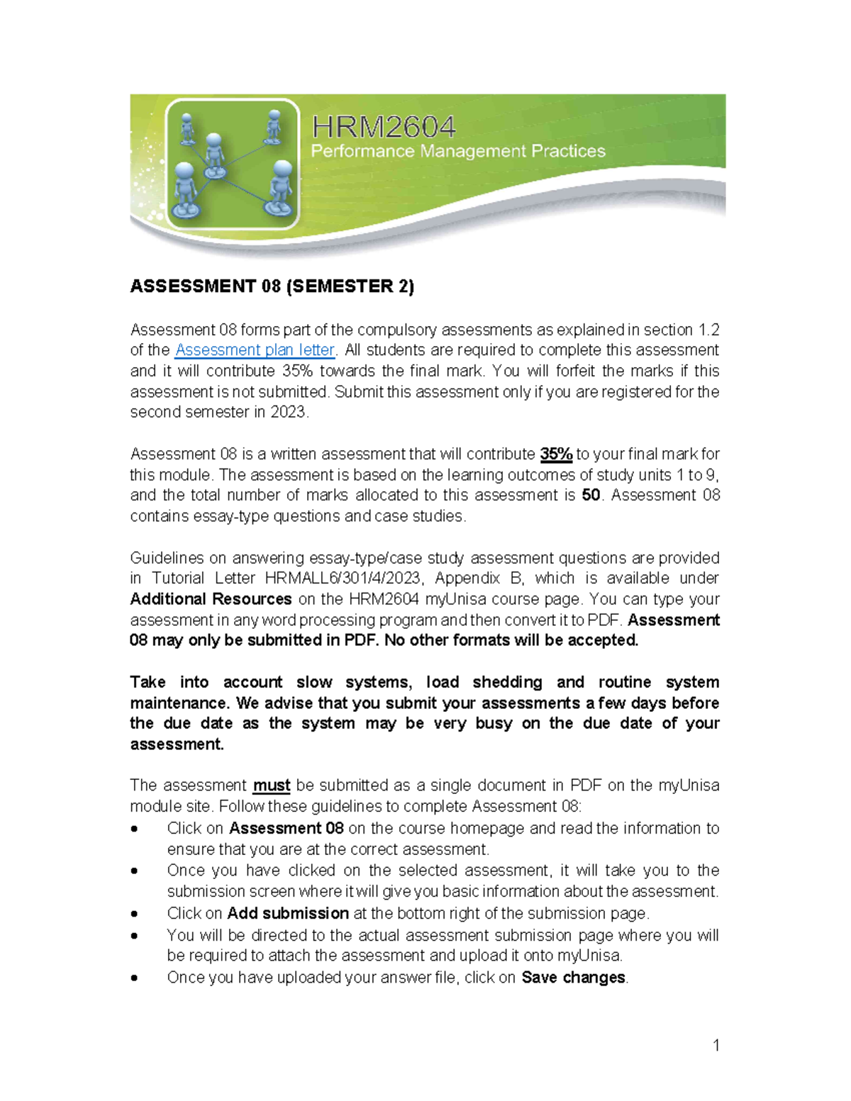 HRM2604 Assessment 8 Questions - ASSESSMENT 08 (SEMESTER 2) Assessment ...