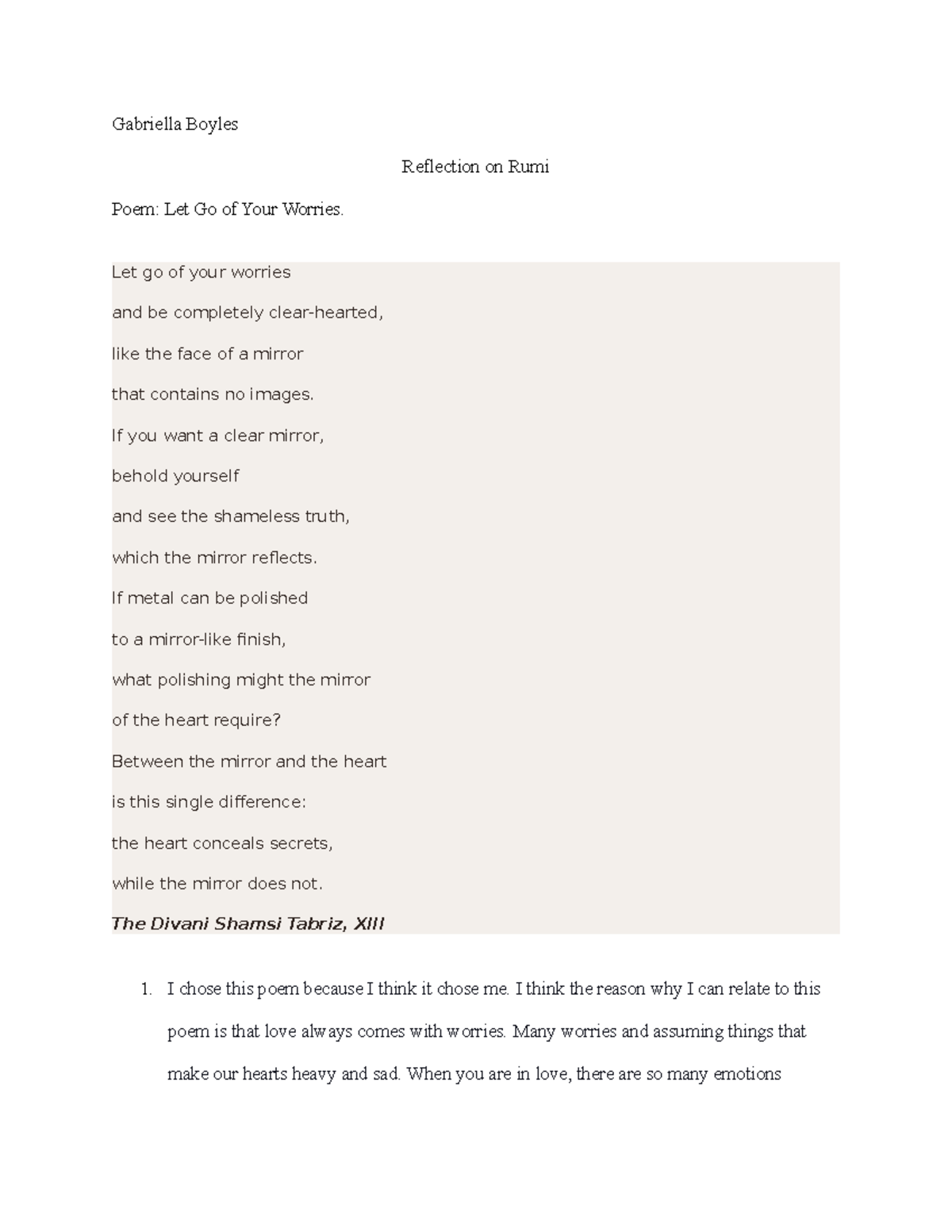 Reflection on Rumi - Gabriella Boyles Reflection on Rumi Poem: Let Go ...