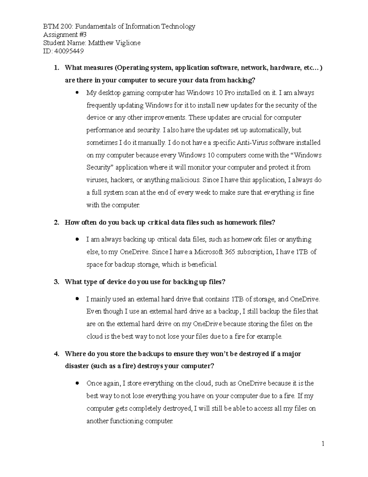BTM 200 - Assignment 3 - BTM 200: Fundamentals of Information ...