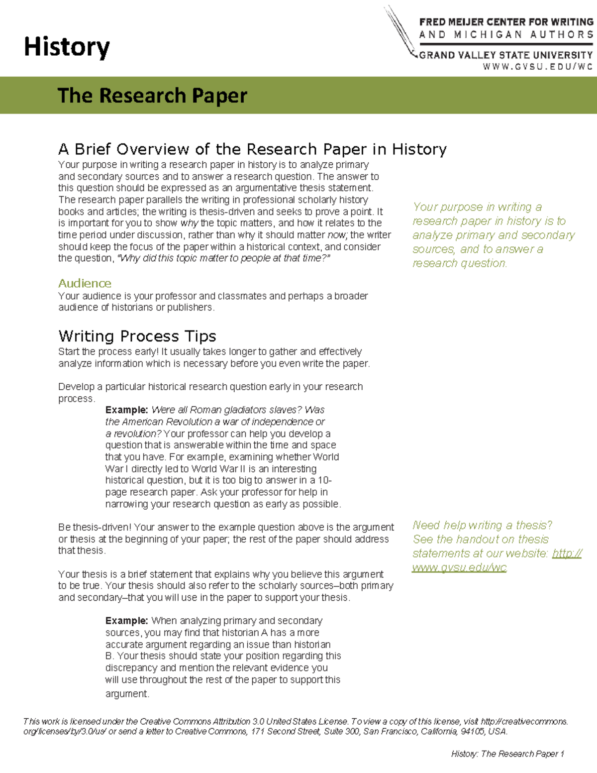 History research paper gg final - History: The Research Paper History ...