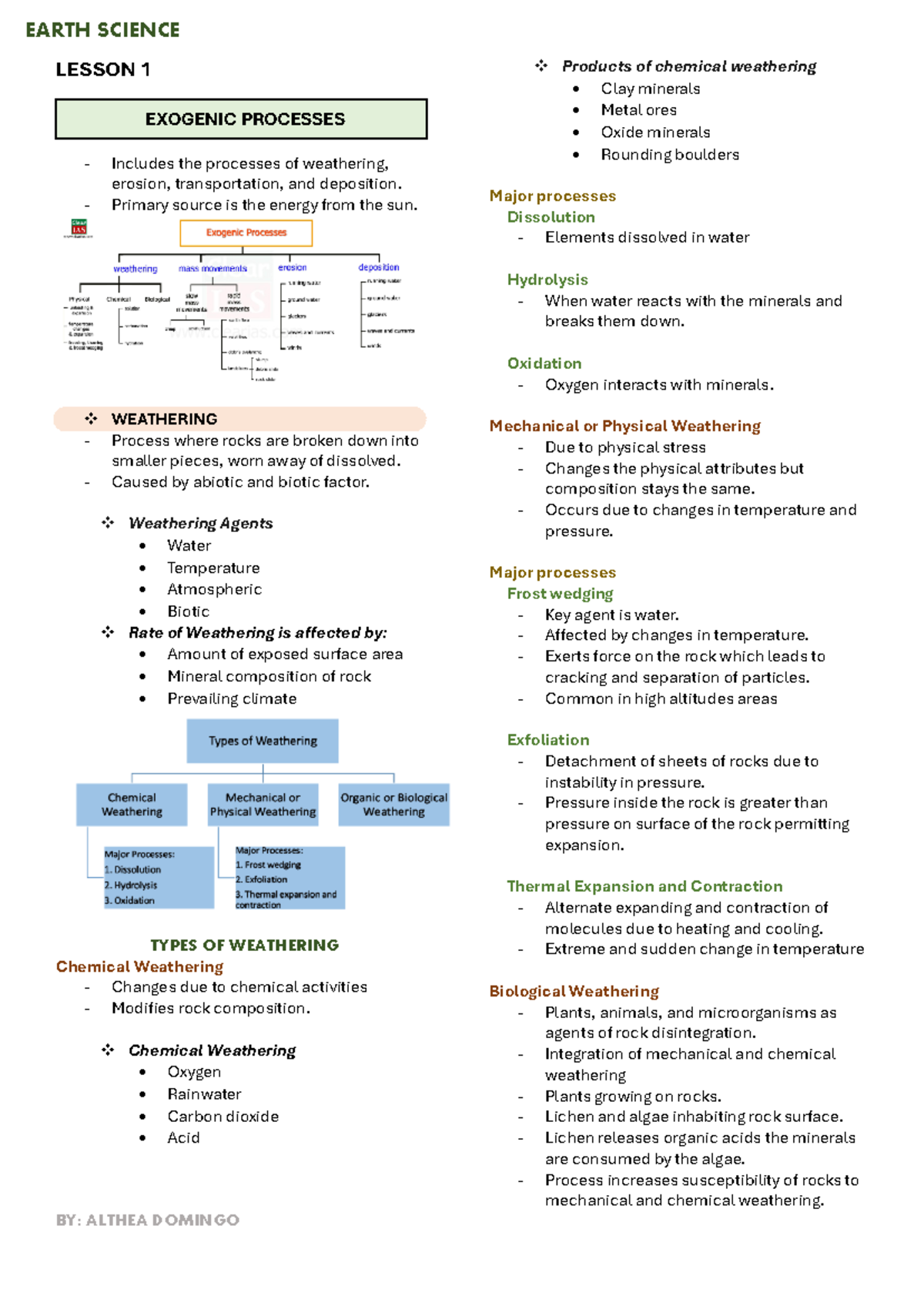 Earth-Science - Ppt - LESSON 1 EXOGENIC PROCESSES Includes the ...