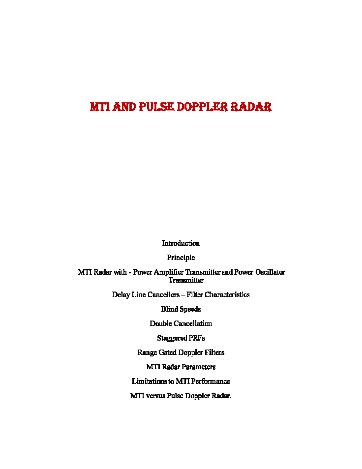 Radar Engineering(RE)-MTI and Pulse Doppler Radar - The phase of the ...