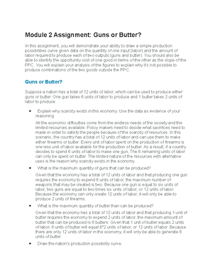 Module 2 Assignment - Module 2 Assignment: Guns or Butter? In this ...