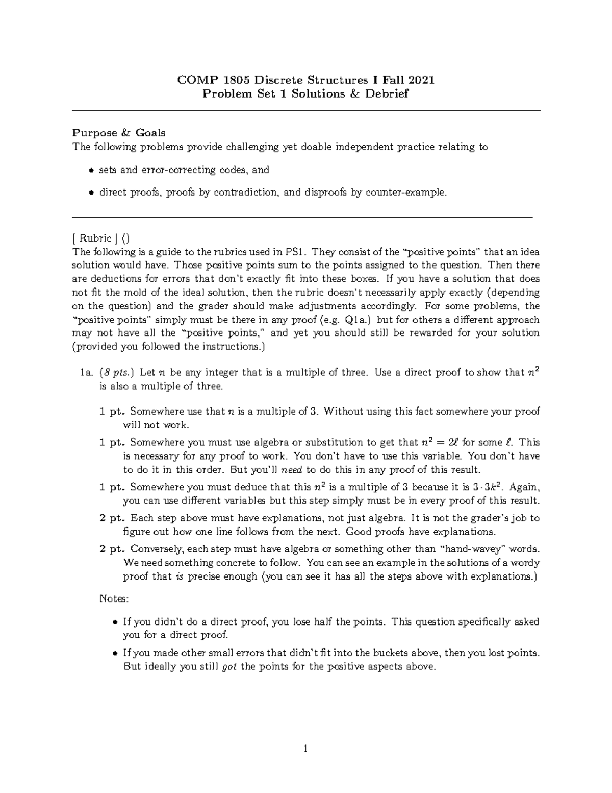 Problem set 1 solution - COMP 1805 Discrete Structures I Fall 2021 ...