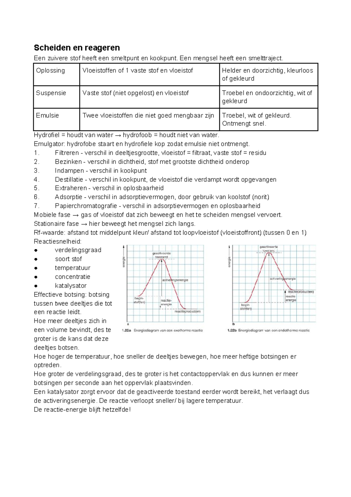 Scheikunde 4-6 VWO Examenstof - Scheiden en reageren Een zuivere stof ...
