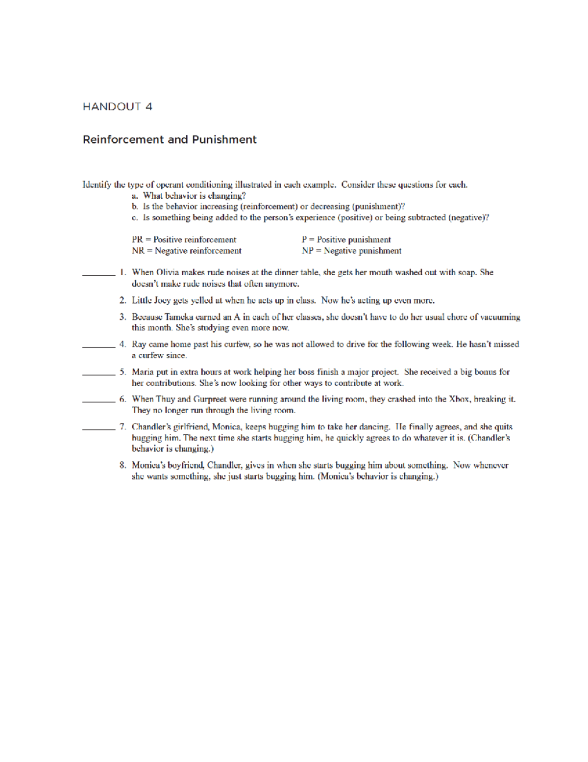 OC Worksheet - Psychology DE. Dr. Masnik - PSY 1410 - 1. - Studocu