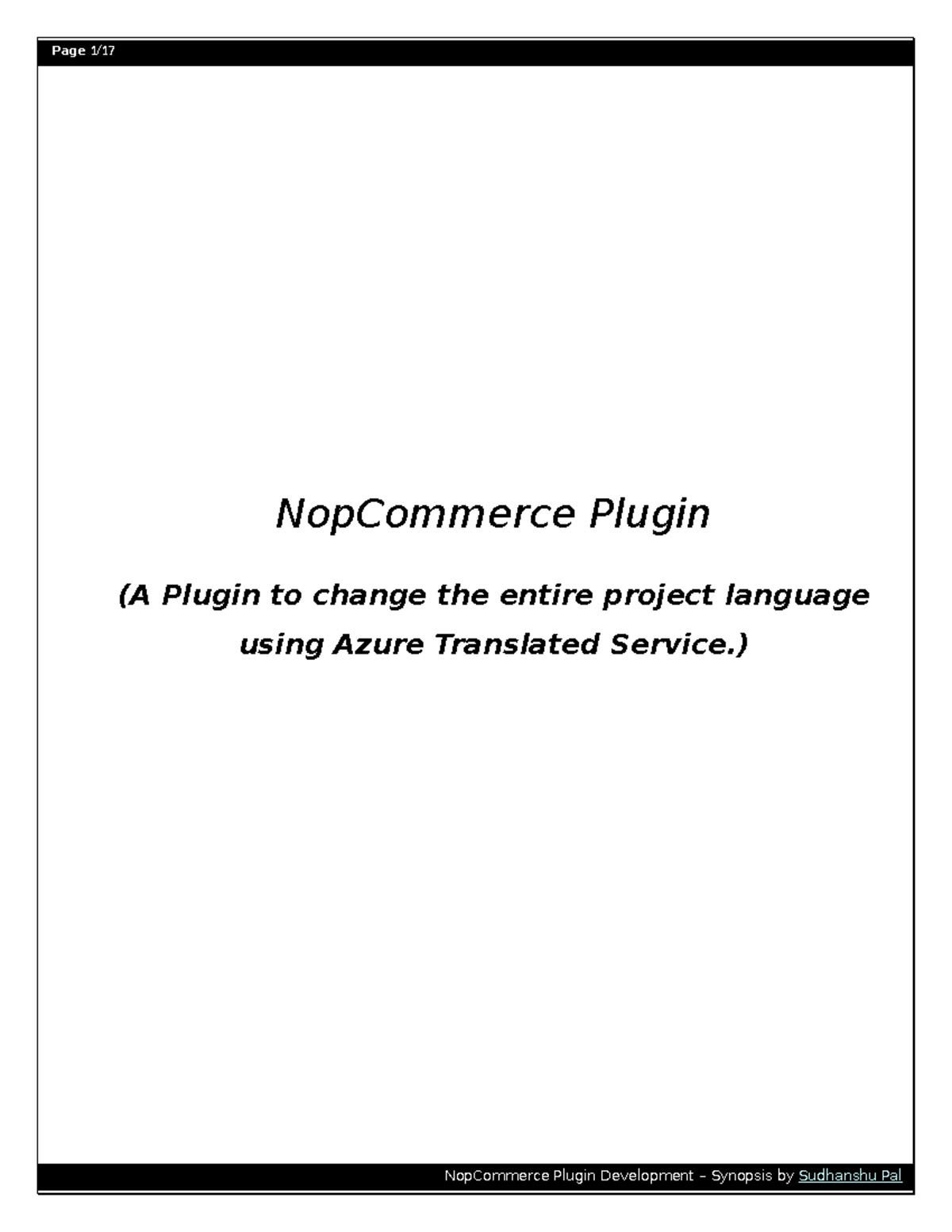 Azure Plugin Development Synopsis - NopCommerce Plugin (A Plugin to ...