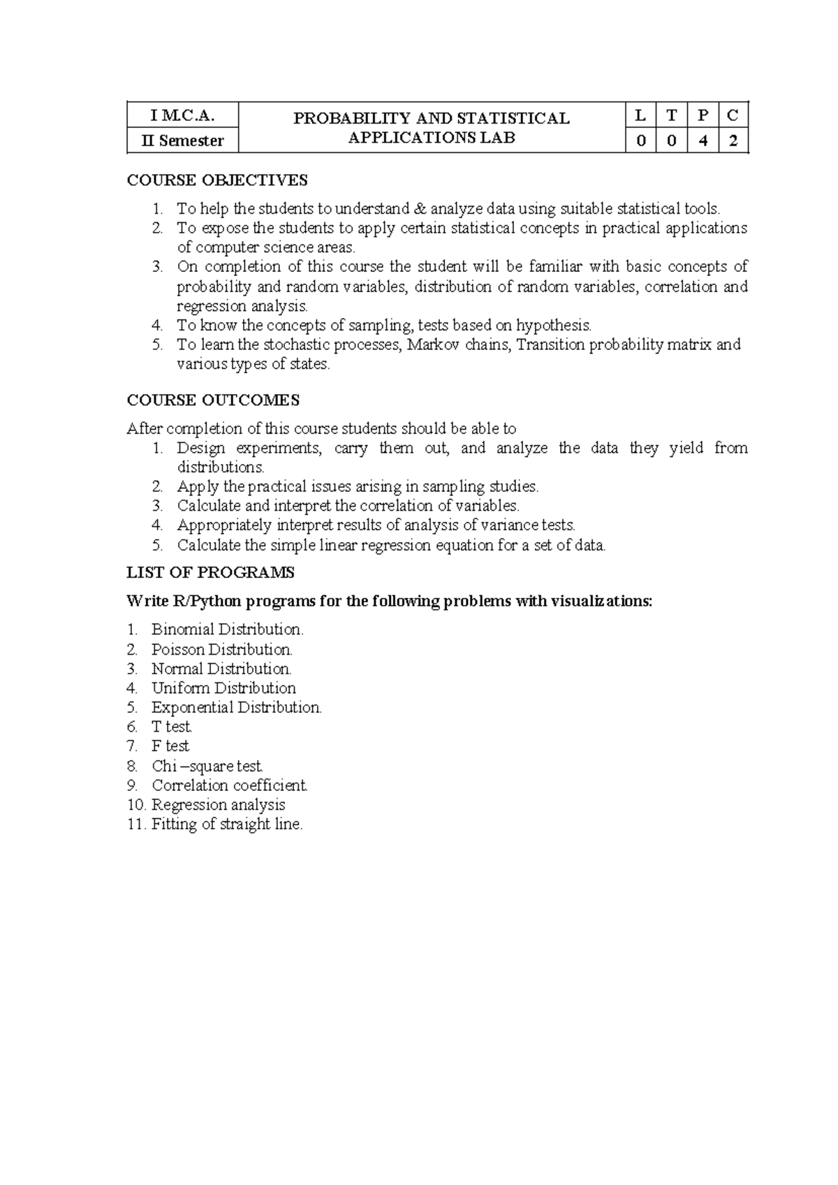 R Programming lab manual - I M.C. PROBABILITY AND STATISTICAL ...