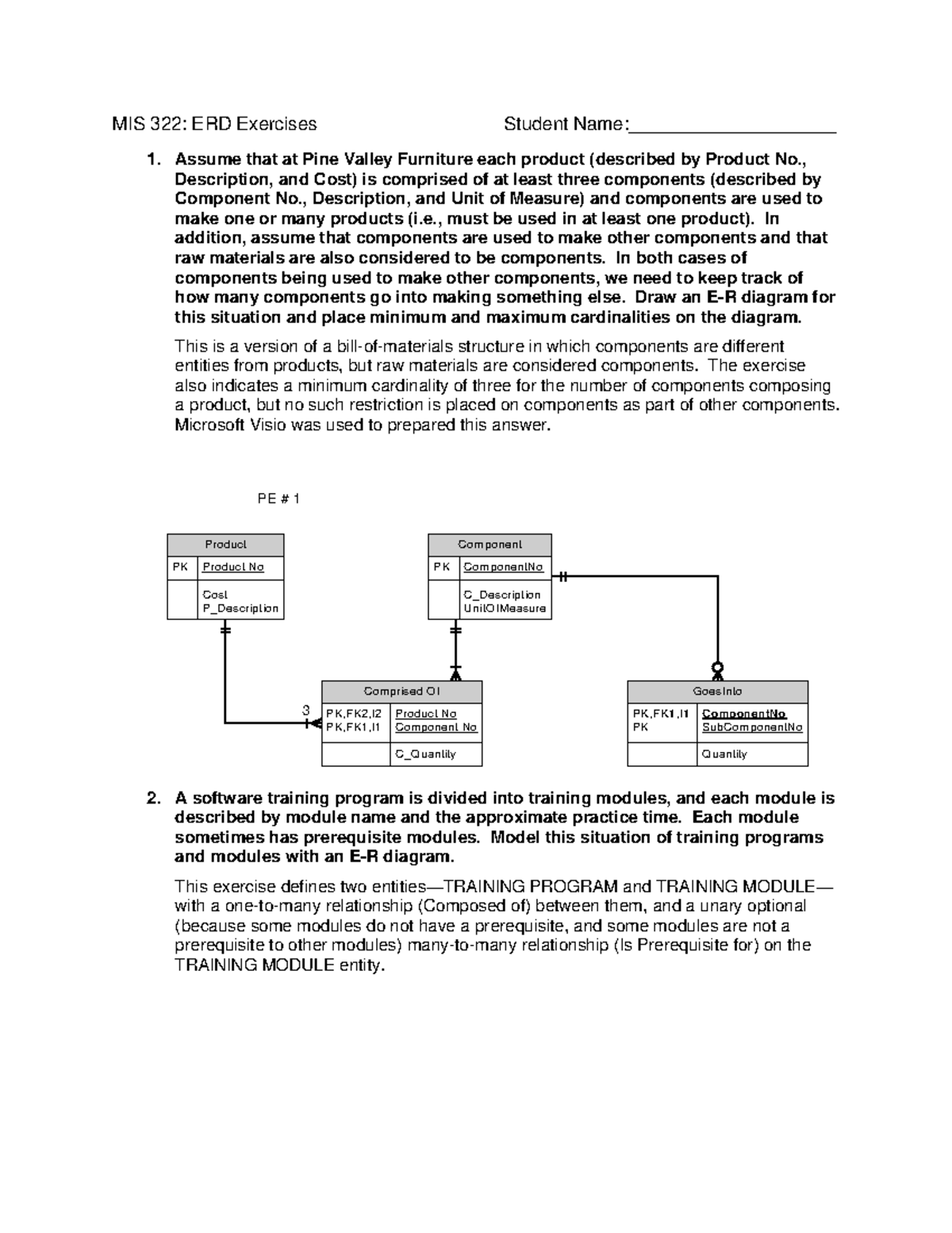Entity Relationship Diagrams - MIS 322: ERD Exercises Student Name ...