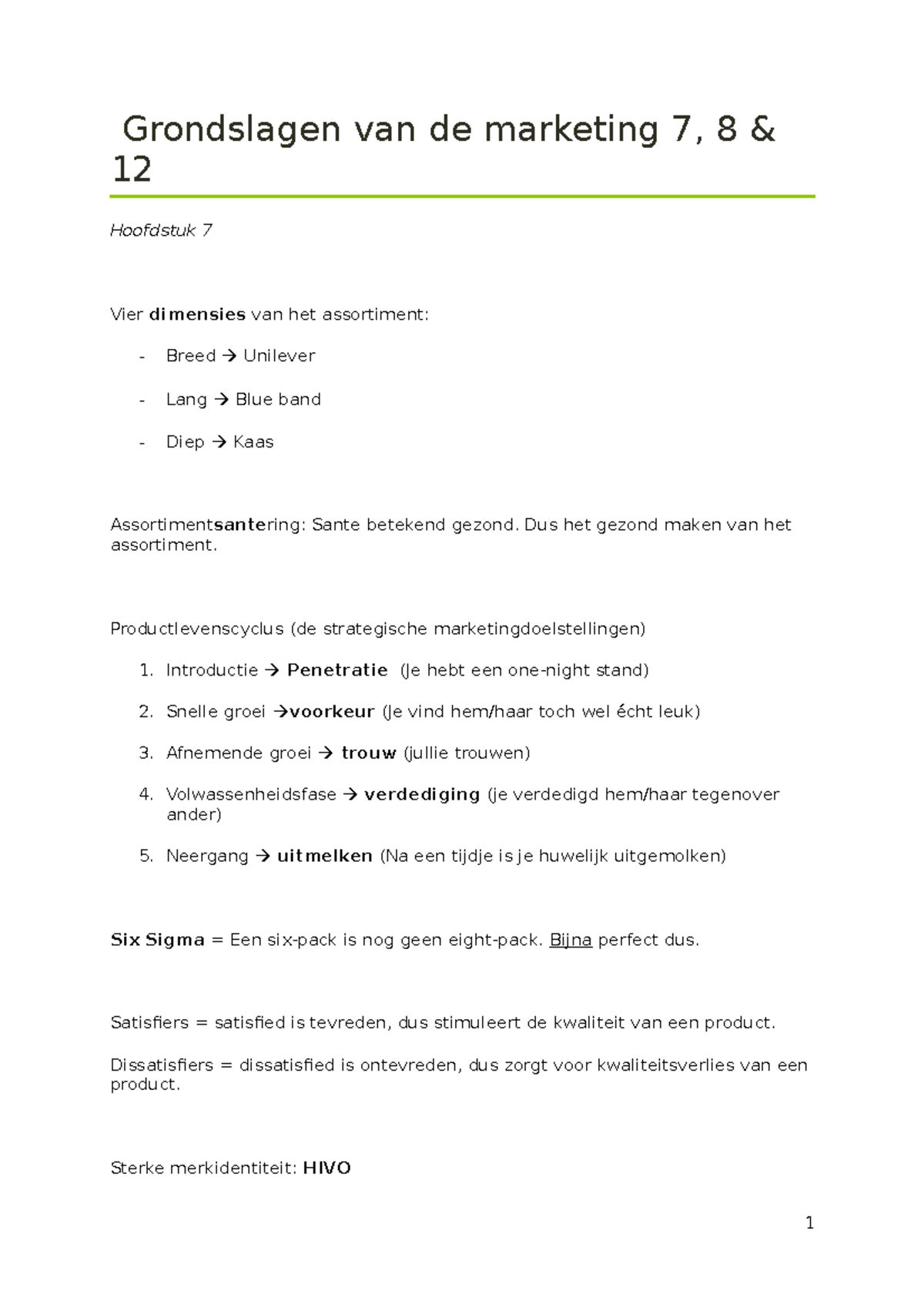 Samenvatting Grondslagen van de Marketing - Grondslagen van de ...