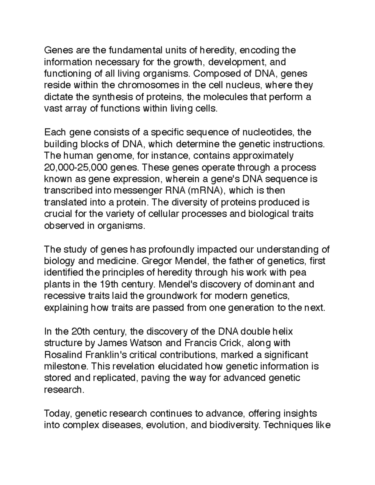 Genes Case Study - Genes are the fundamental units of heredity ...