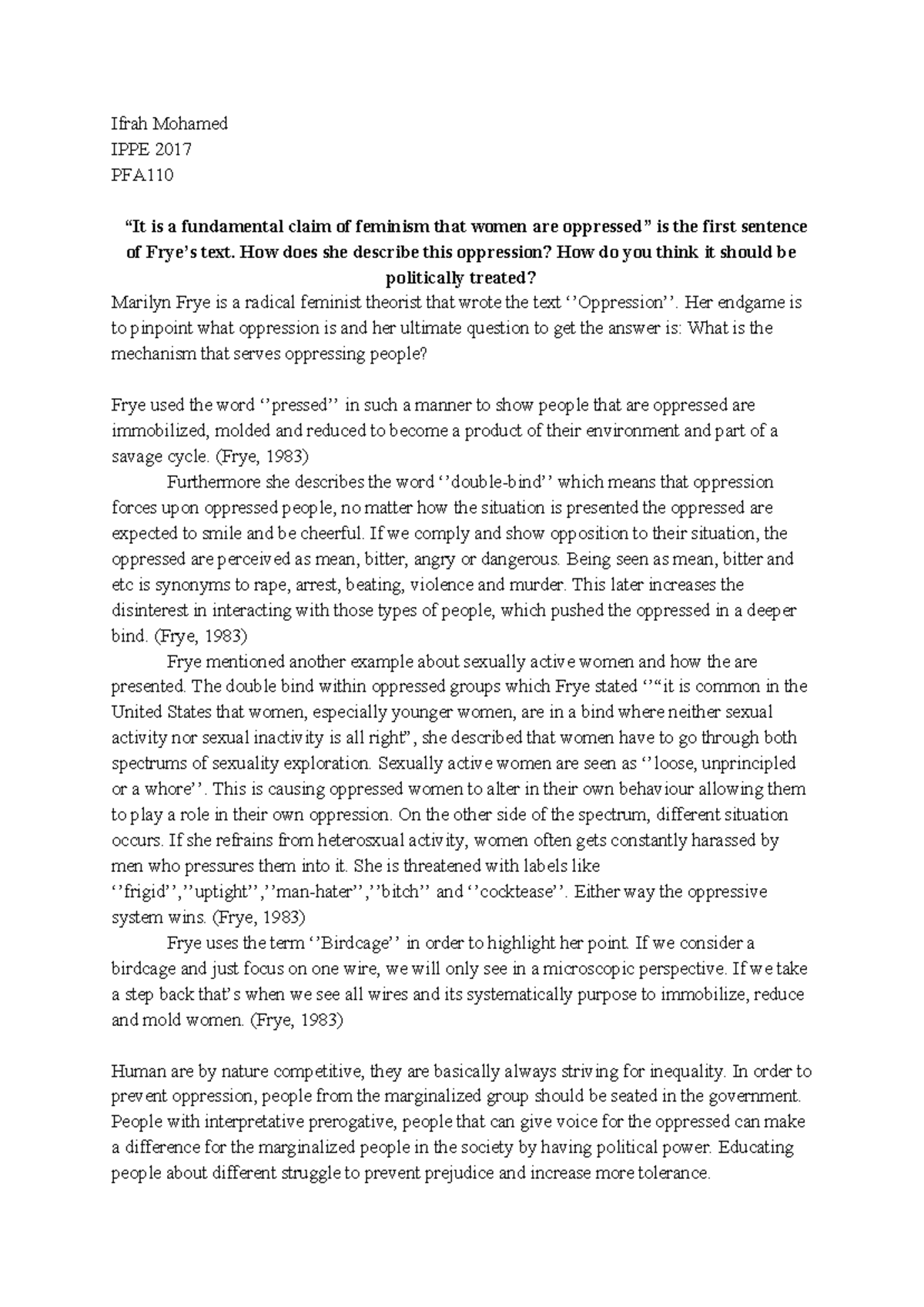 Ifrah Mohamed - Week 4 - seminarie uppgift - Ifrah Mohamed IPPE 2017 ...