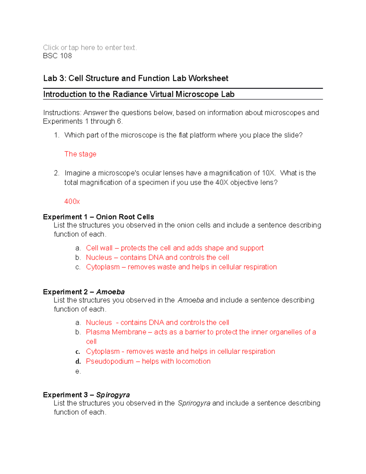 Lab 3 Cell Structure and Function Worksheet - Click or tap here to ...