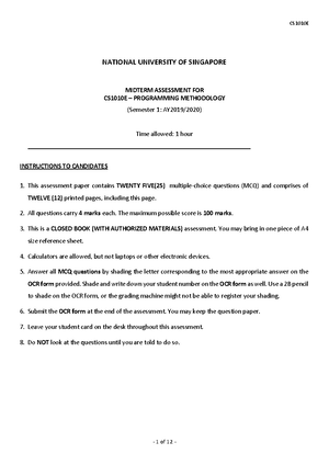 T02 ans - Tutorial with answers - CS1010E: Programming Methodology Tutorial 02: I/O & Math 30 ...