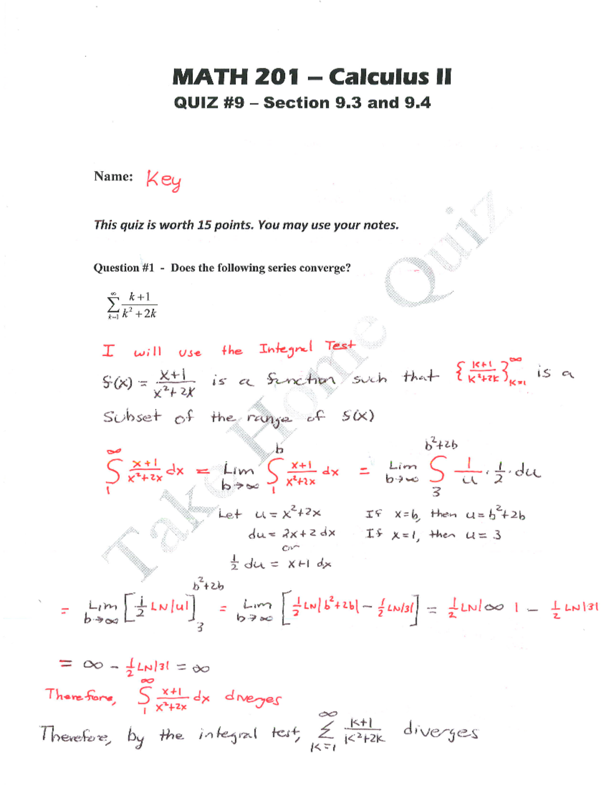Answer Key Quiz #9 - quiz - MTH 201 - Studocu