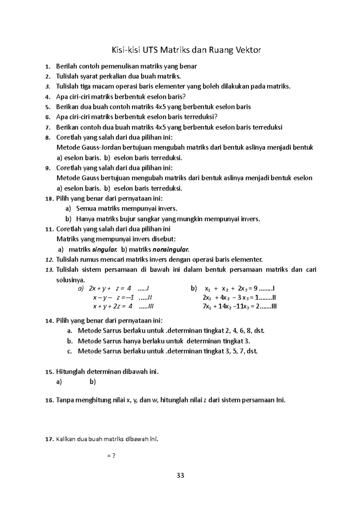 Kisi-kisi soal UTS MRV - Task 3 - Kisi-kisi UTS Matriks dan Ruang ...