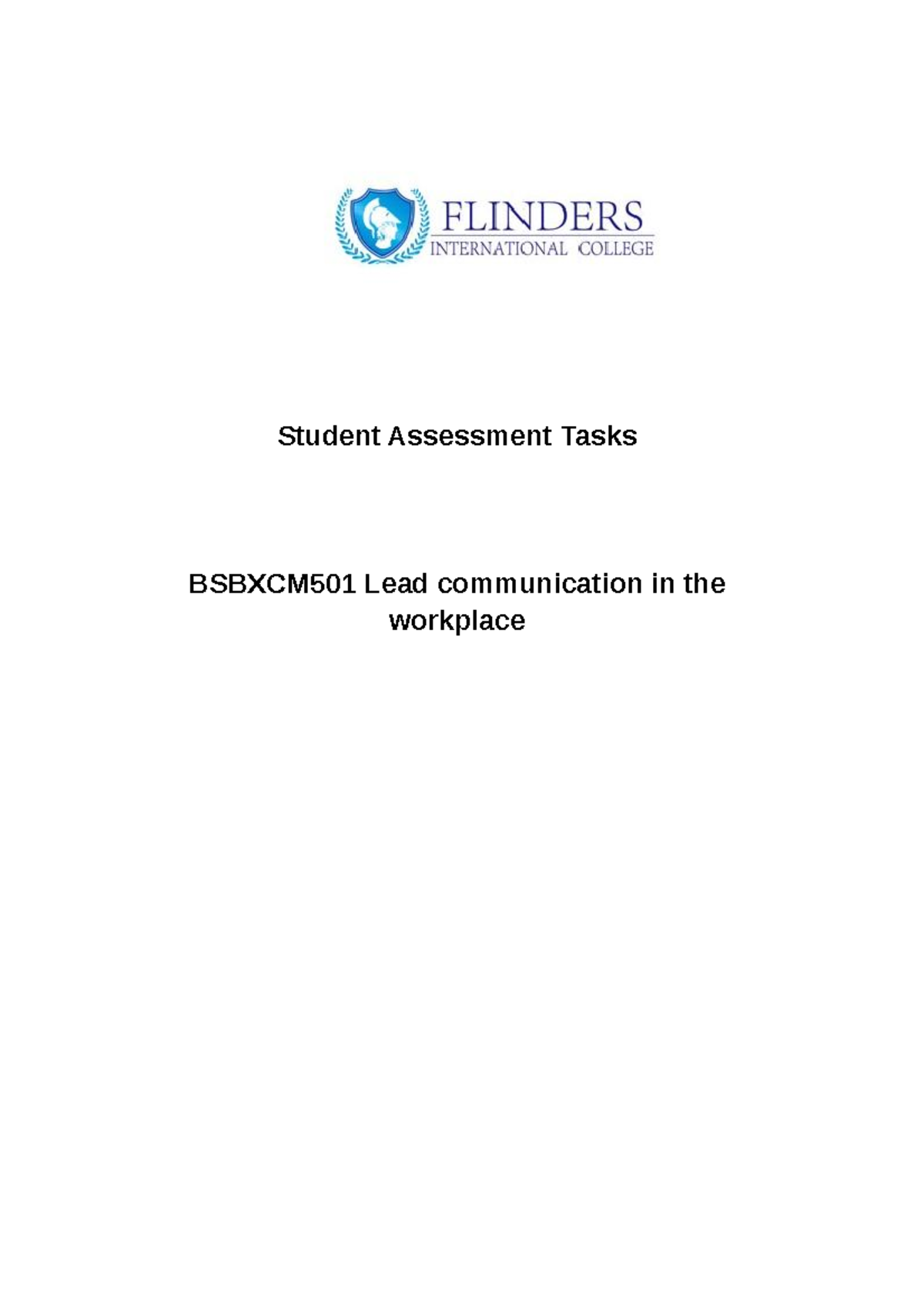 BSBXCM501 Lead communication in the workplace - Student Assessment ...