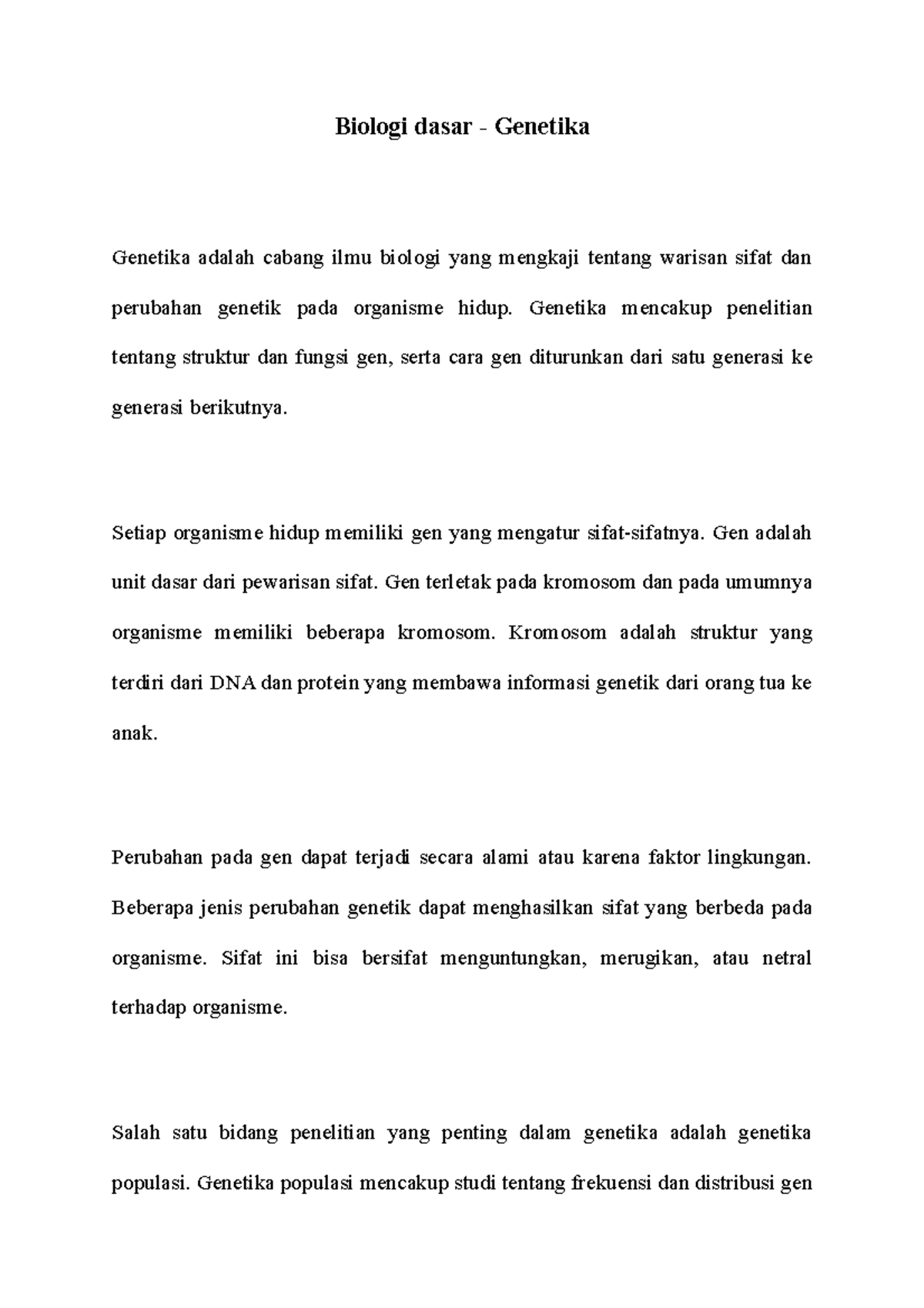 Biologi dasar - Genetika - Biologi dasar - Genetika Genetika adalah ...