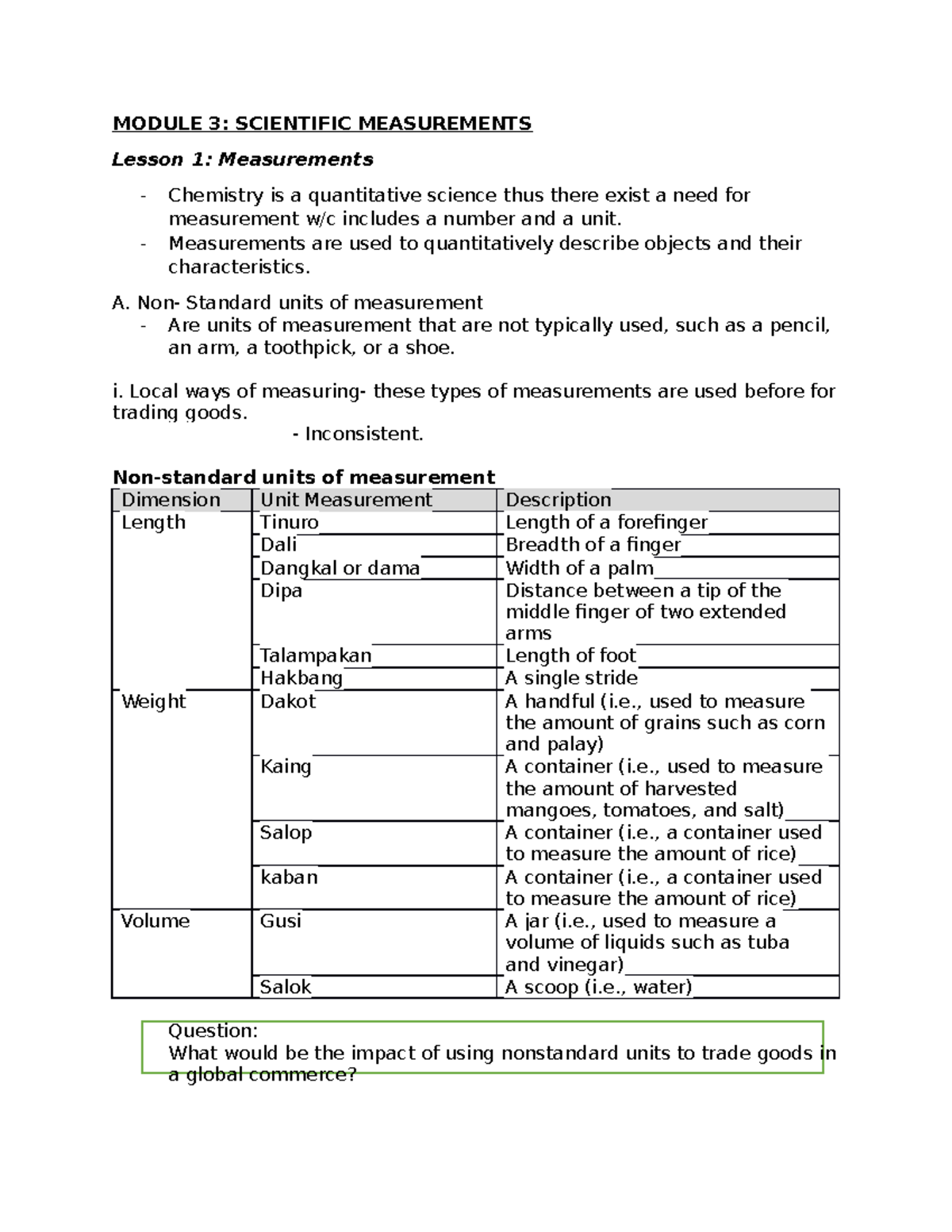 Measurements - Lecture notes 2 - MODULE 3: SCIENTIFIC MEASUREMENTS ...