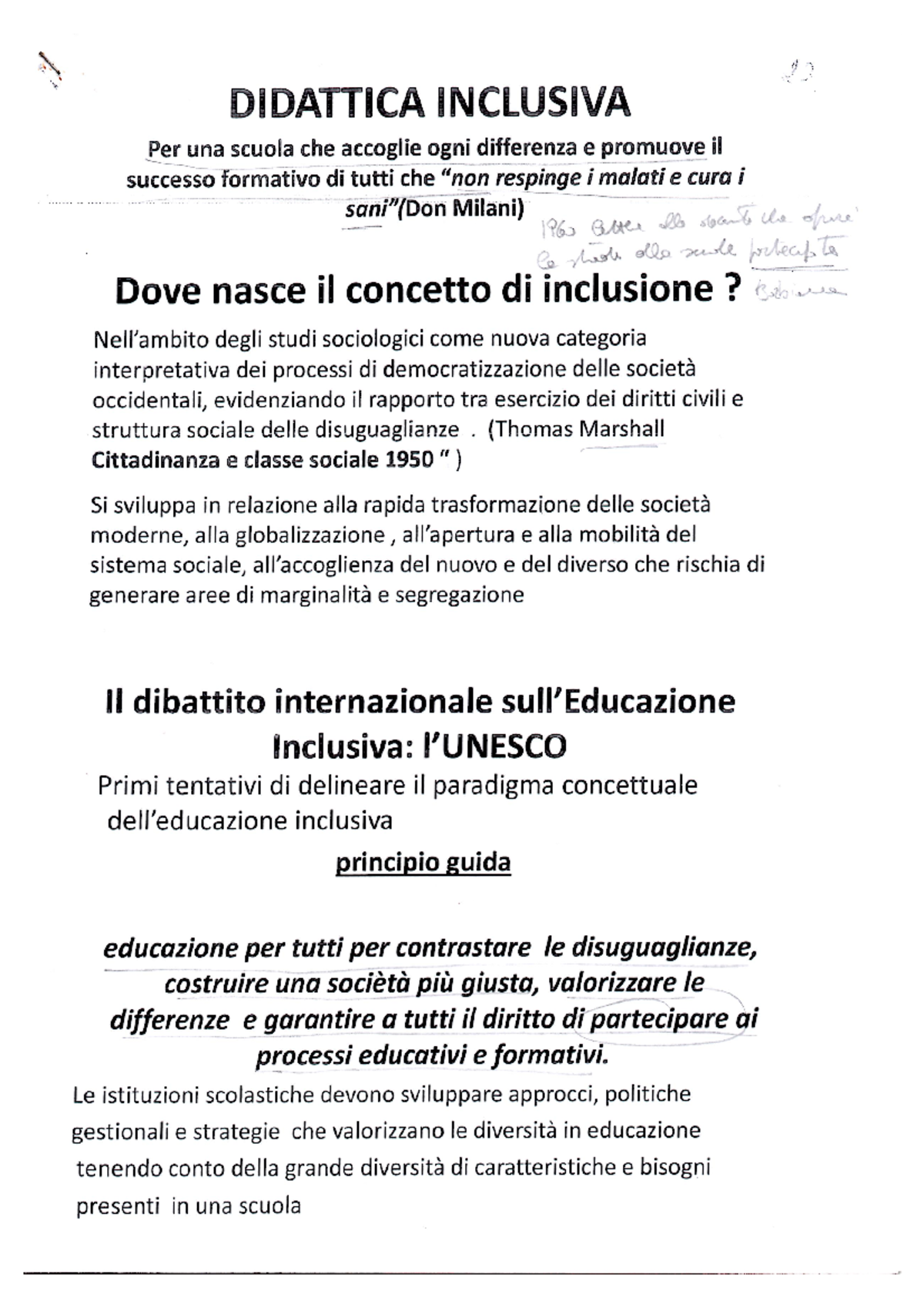 Didattica Inclusiva - Linguistica Italiana - Studocu