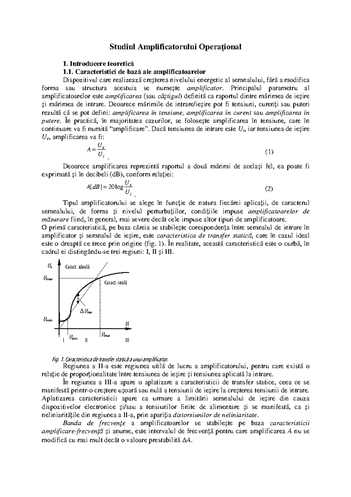 Amplificator operational - Studiul Amplificatorului Operațional ...