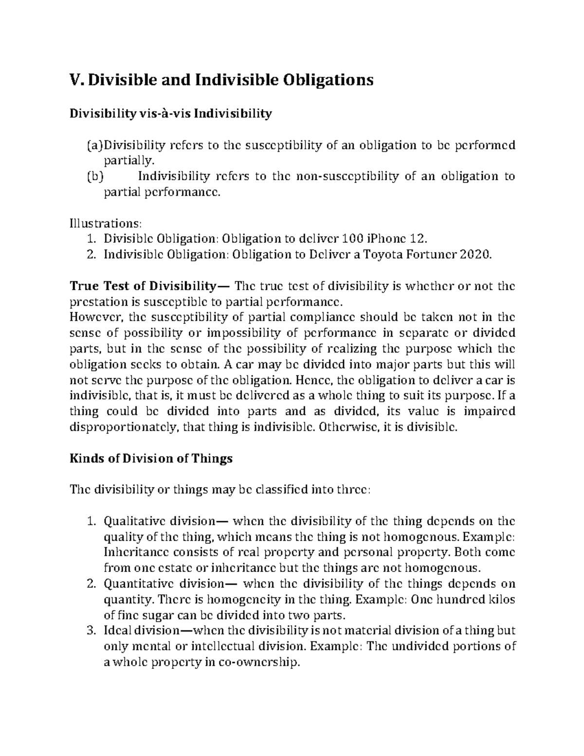 Divisible And Indivisible Obligaiton V Divisible And Indivisible