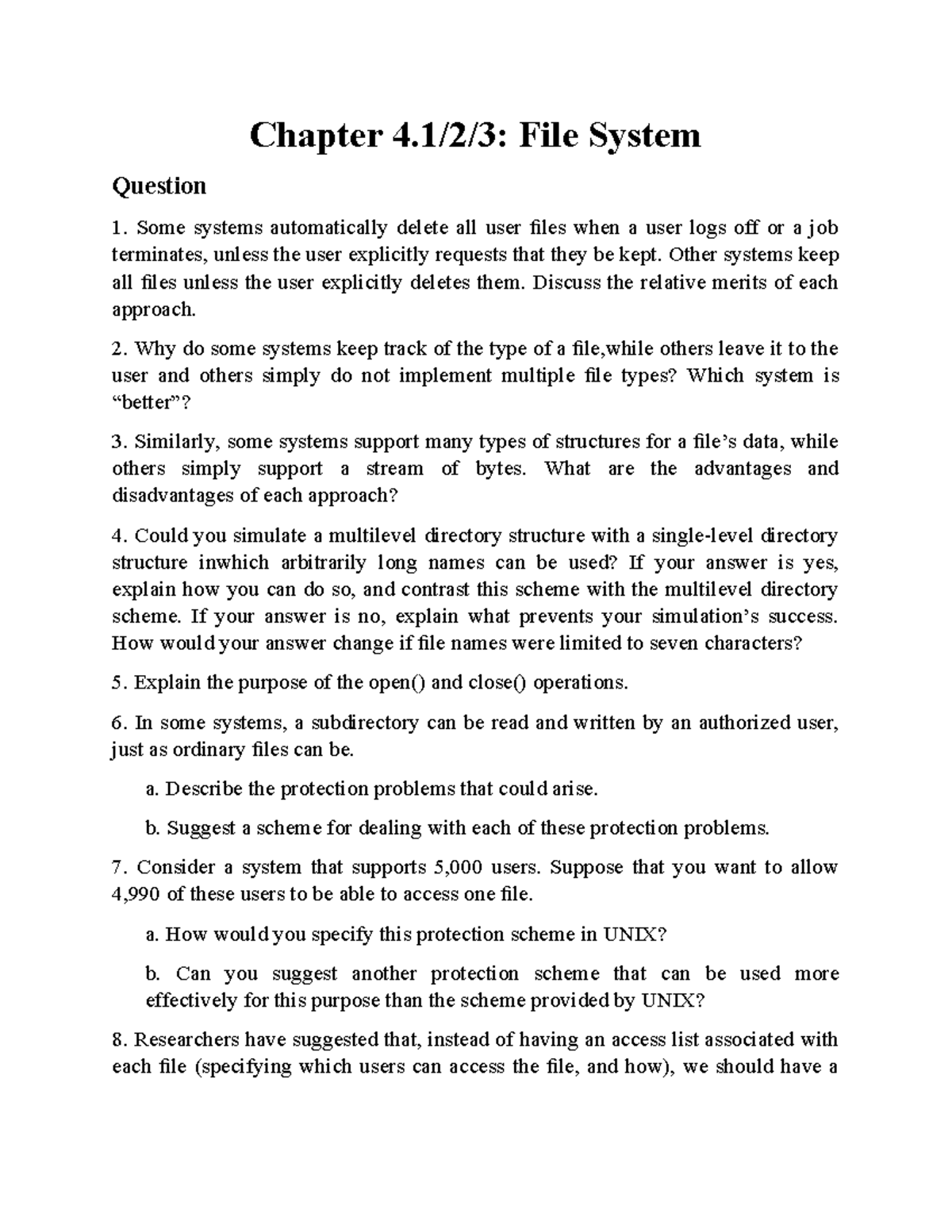 Chapter 4.1,2,3-File System Qst - Chapter 4/2/3: File System Question ...